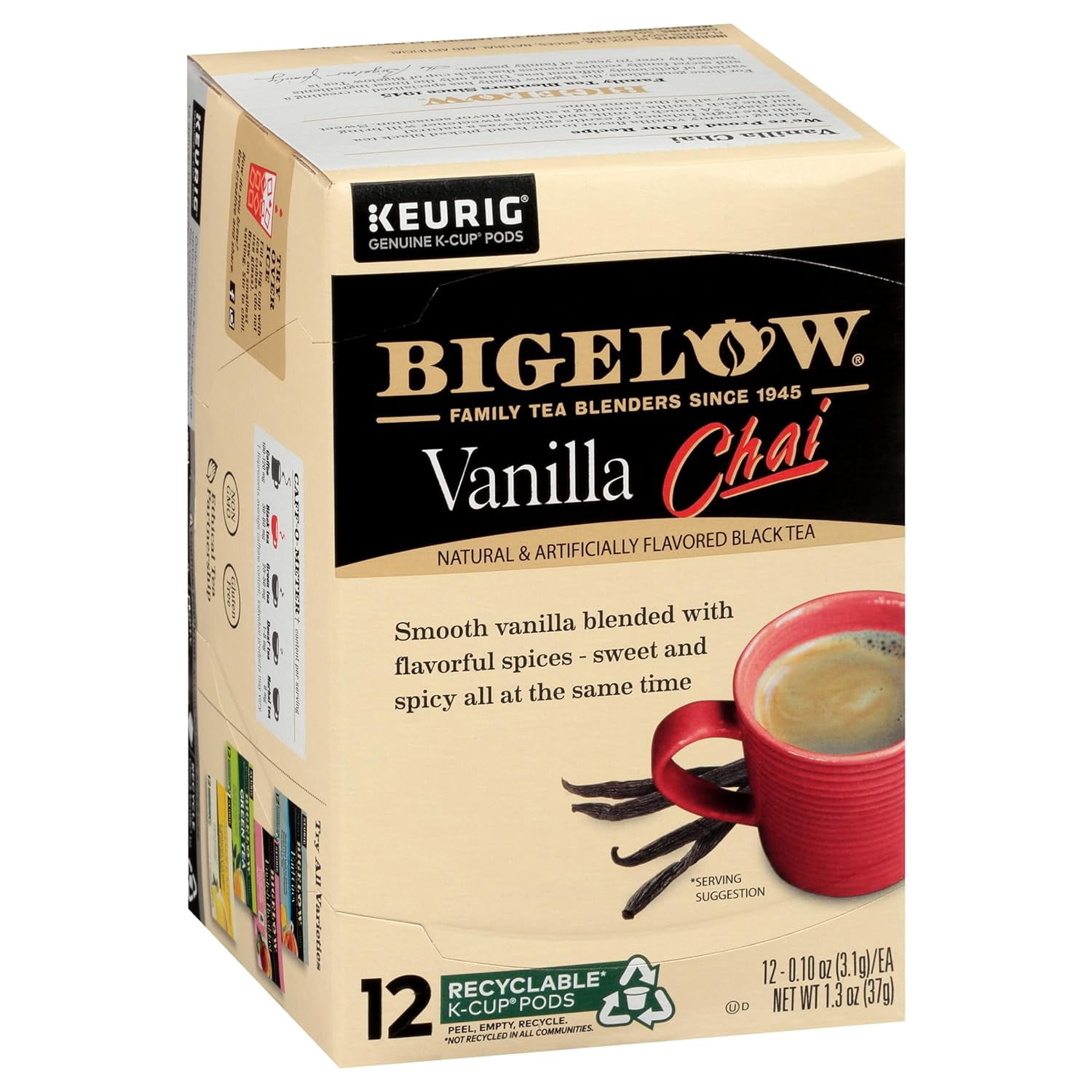 Vanilla Chai Black Tea Keurig K-Cup Pods, Caffeinated Tea Keurig Tea ...