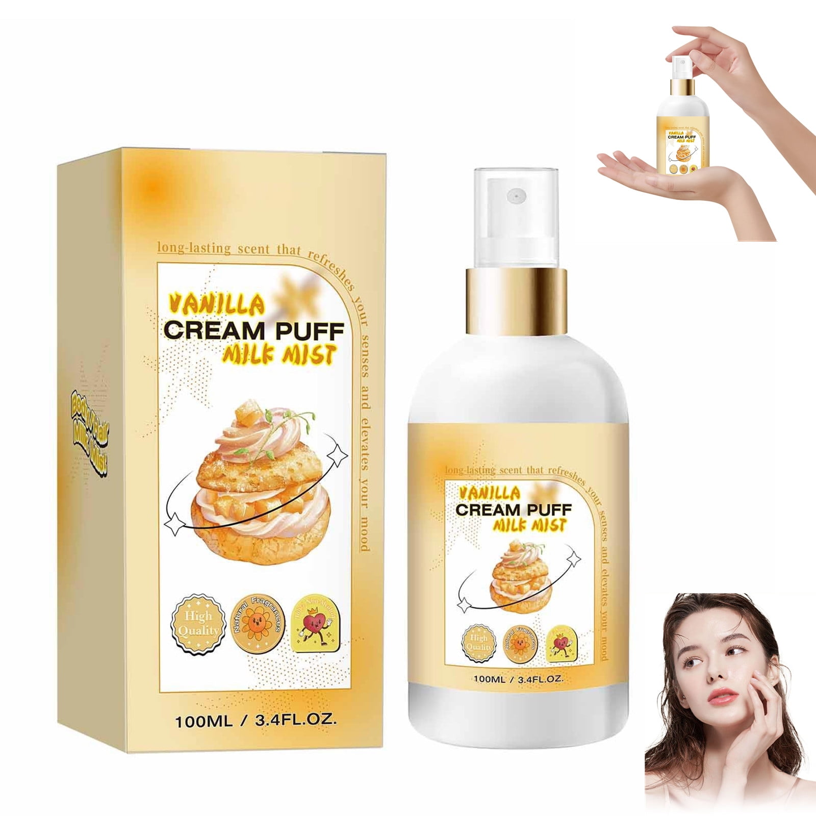 Vanilla Cream Puff Body/Hair Milk Mist, Milky Mist Body Spray, Vanilla ...