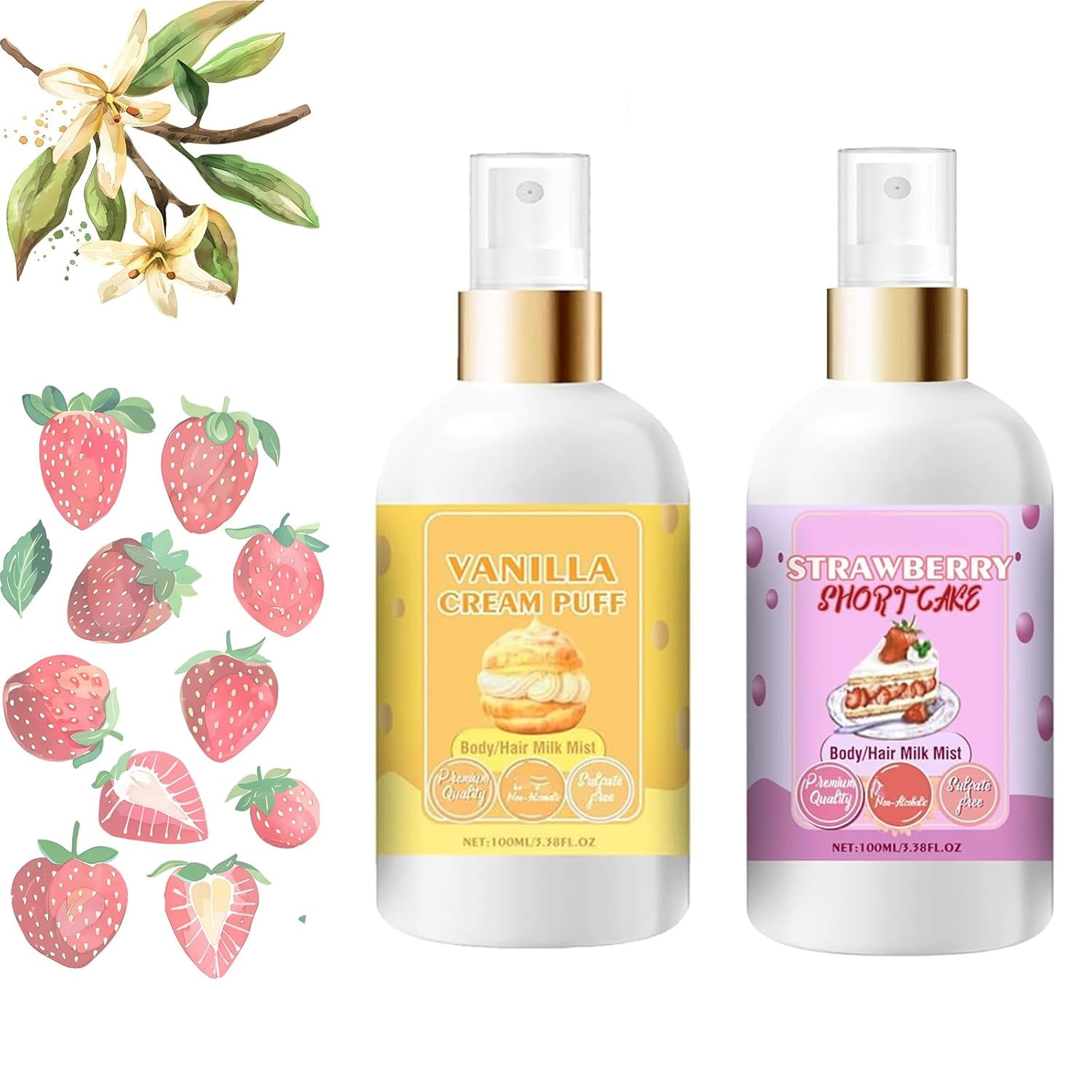 Vanilla Cream Puff Body Milk Mist, Body Milk Mist Vanilla, Body Milk ...