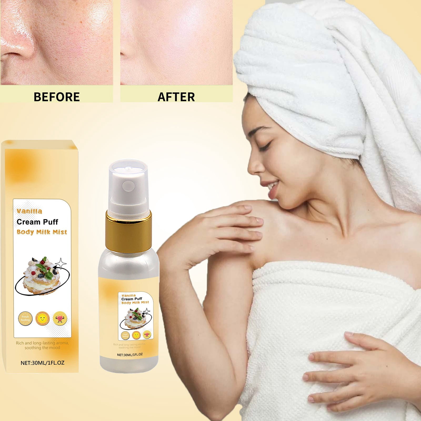 Vanilla Cream Puff Body Milk Mist, Vanilla Body Spray for Women, Sweet ...