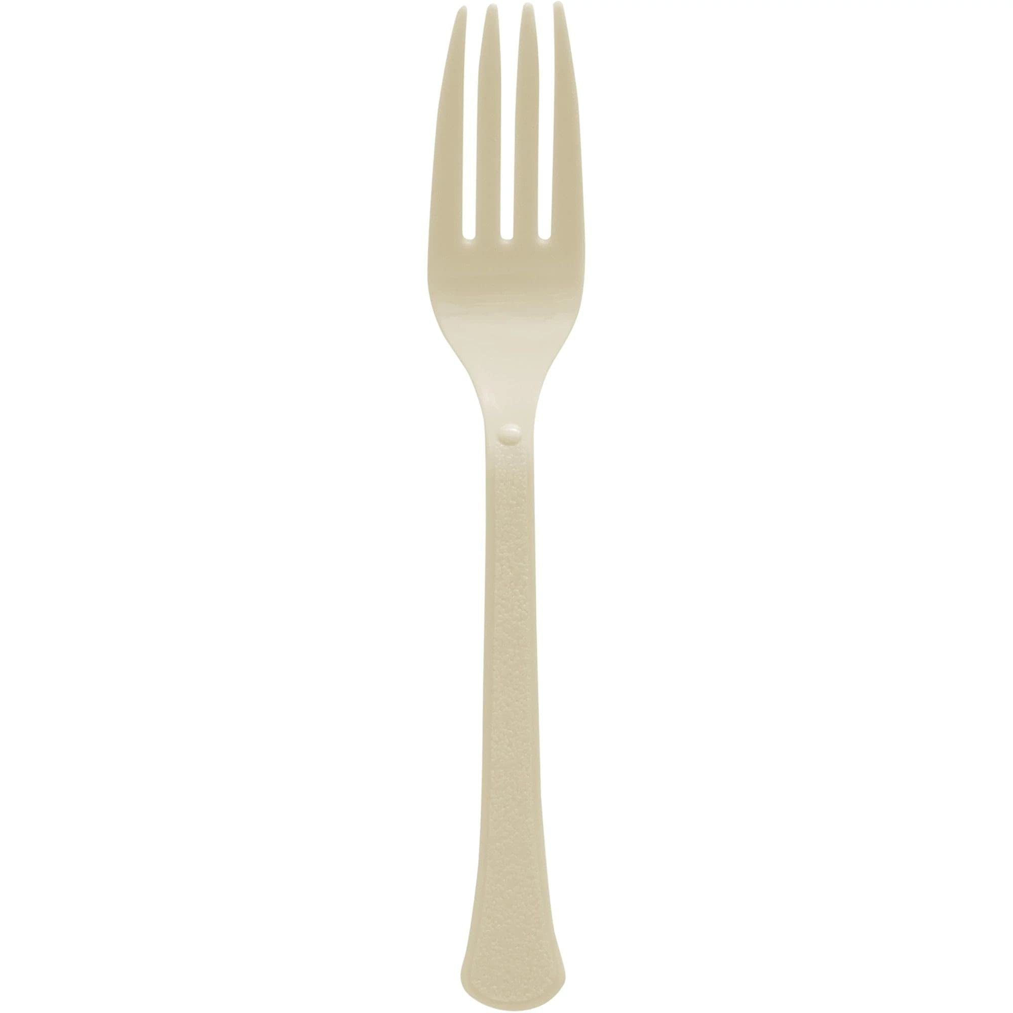 Amscan Vanilla Creme Premium Heavy Weight Plastic Forks Pack of 20 ...