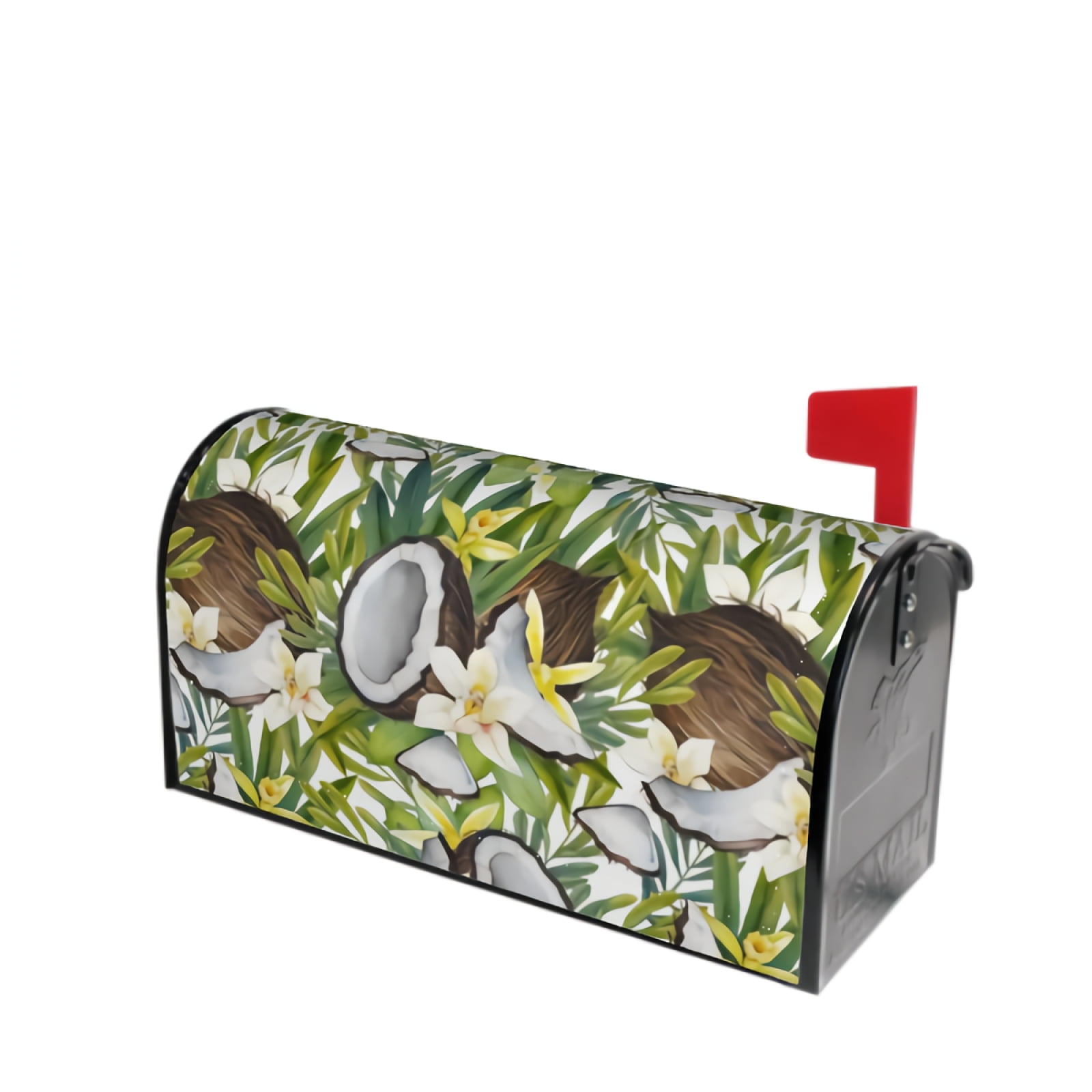 Vanilla Flowers Mailbox Cover Coconut Mailbox Wraps Waterproof Tropical ...
