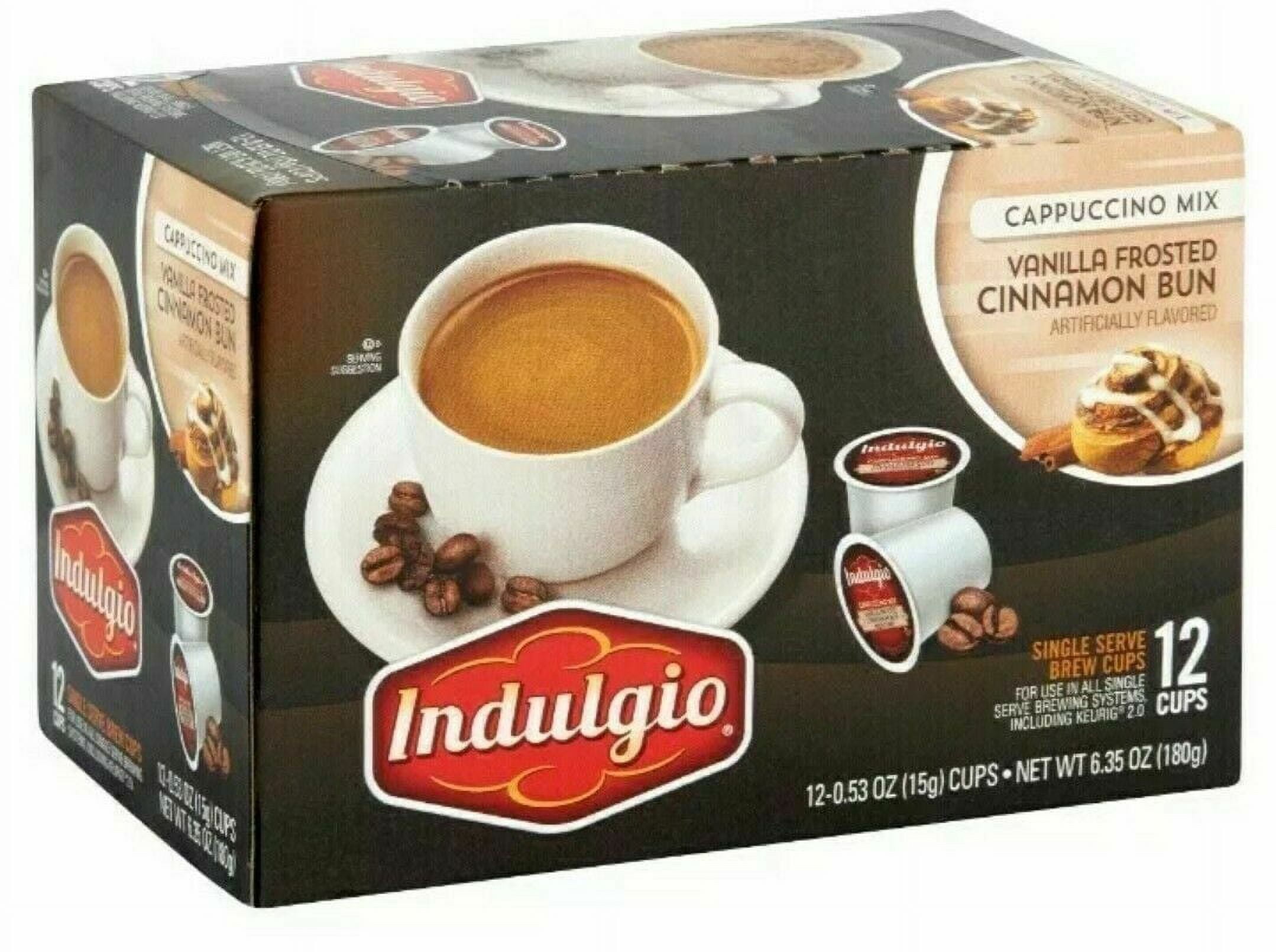 Indulgio Vanilla Frosted Cinnamon Bun Cappuccino Mix, 12 Count Single ...