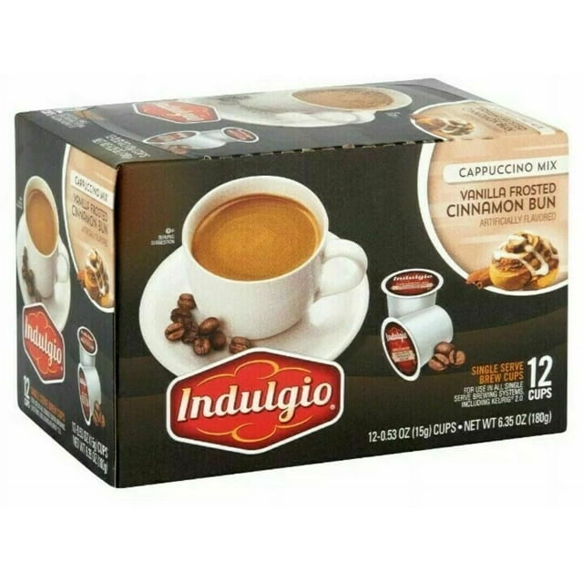 Indulgio Vanilla Frosted Cinnamon Bun Cappuccino Mix, 12 Count Single ...