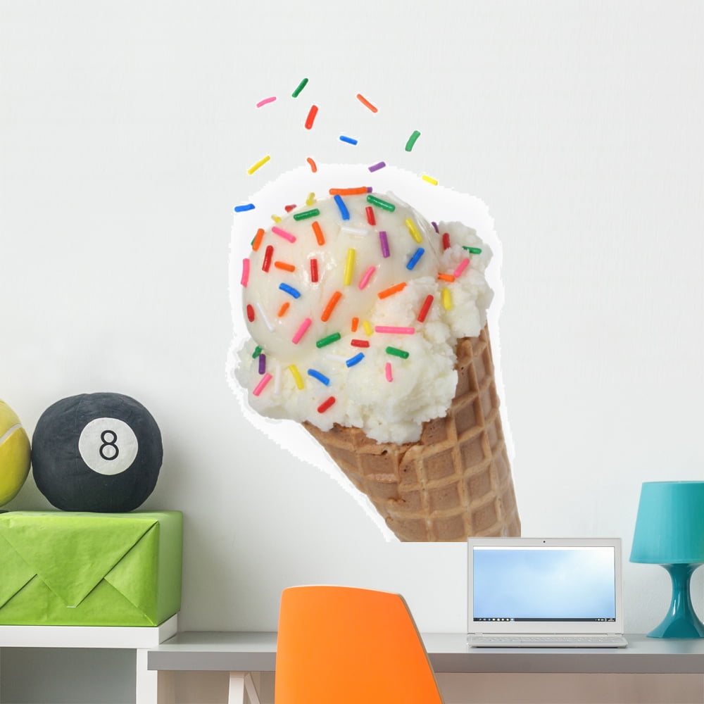 Vanilla Ice Cream Cone Wall Mural Decal Sticker, Wallmonkeys Peel ...