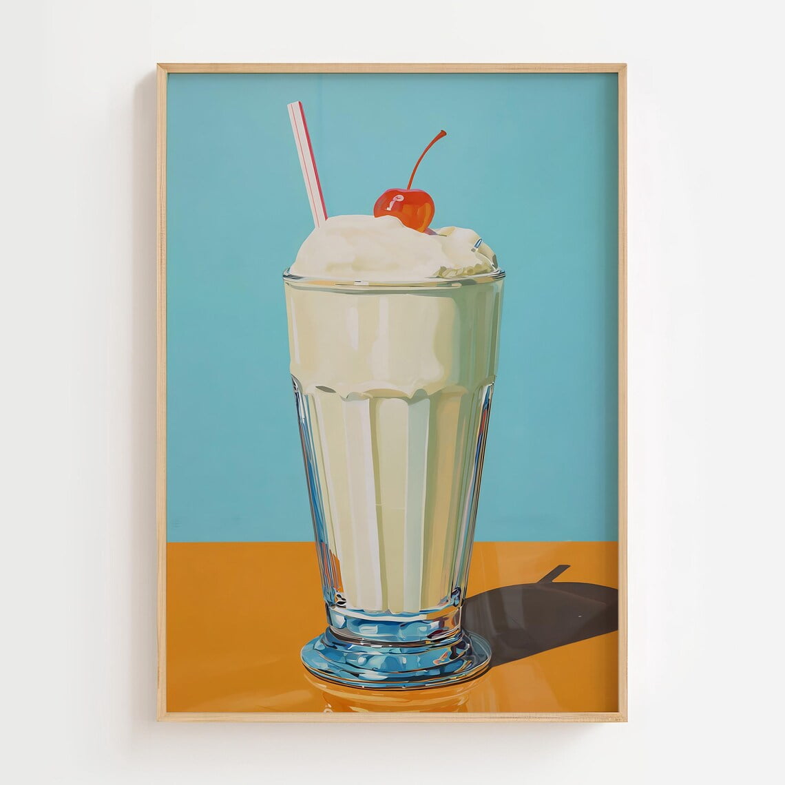 Vanilla Milkshake Wall Art, Retro Pop Art Kitchen Print, Turquoise ...