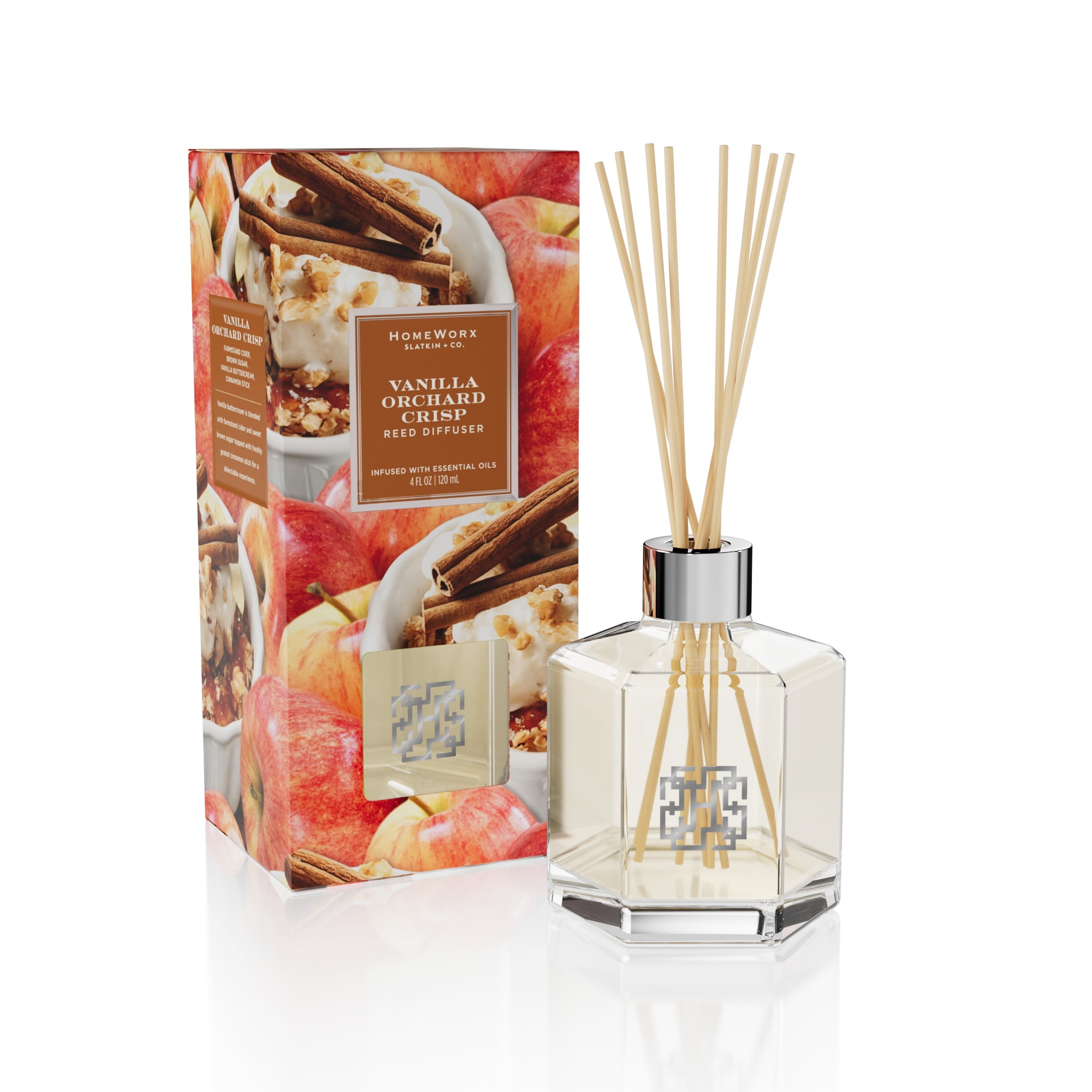 HomeWorx Vanilla Orchard Crisp Reed Diffuser, Cinnamon Scent, Room ...