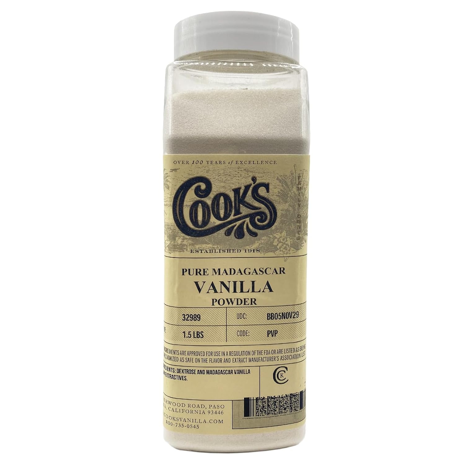 Vanilla Powder, World’s Finest Gourmet Premium Vanilla, 1.5 Pound (24 ...