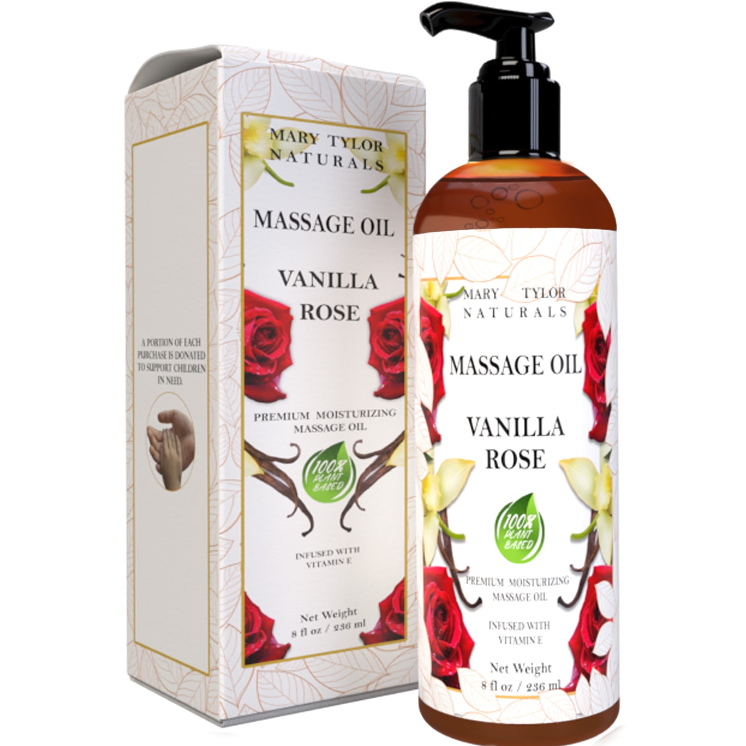 Vanilla Rose Massage Oil 8 fl oz — Soothing and Hydrating Natural Body ...