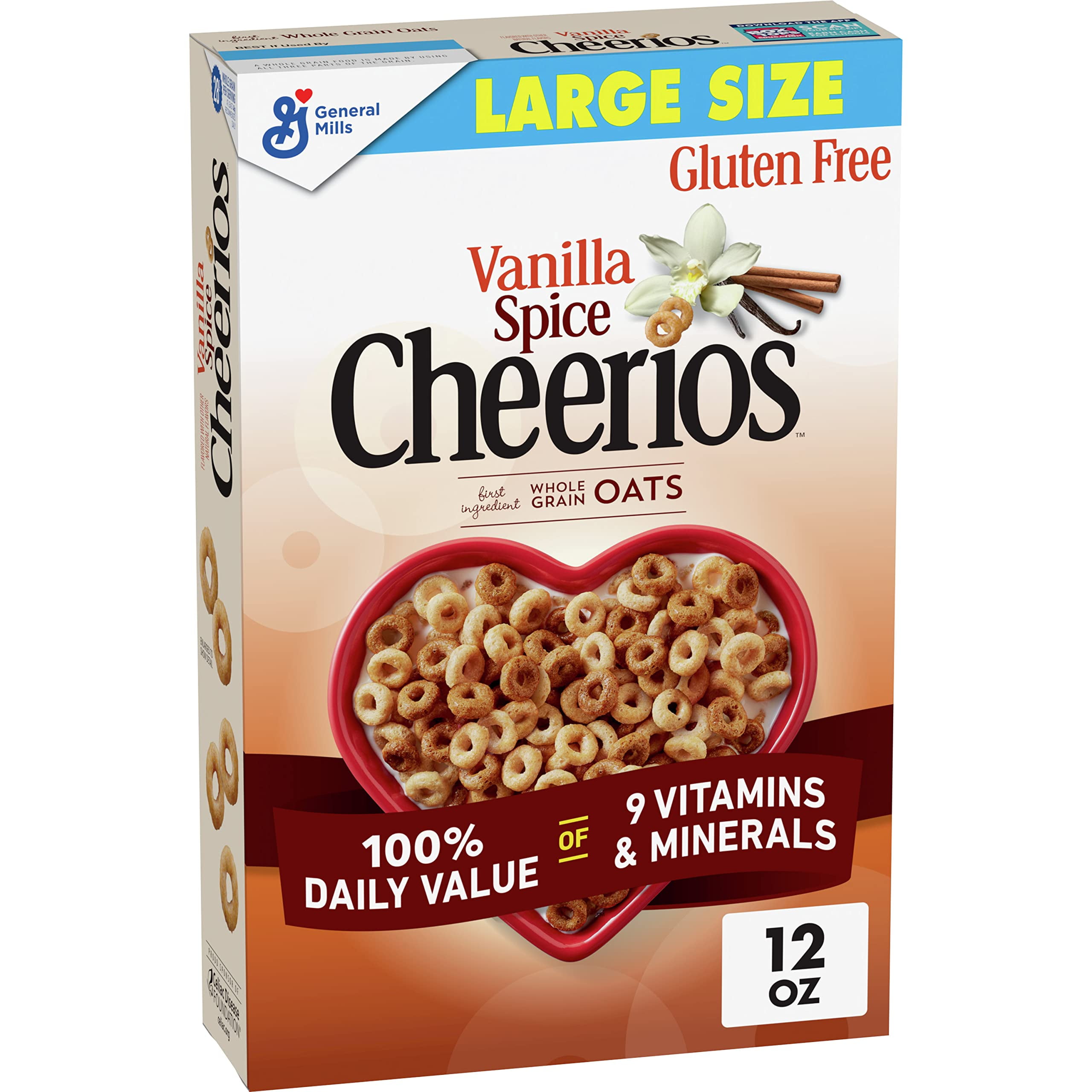 Vanilla Spice Cheerios Heart Healthy Cereal, Gluten Free Cereal With Whole Grain Oats, Large ...