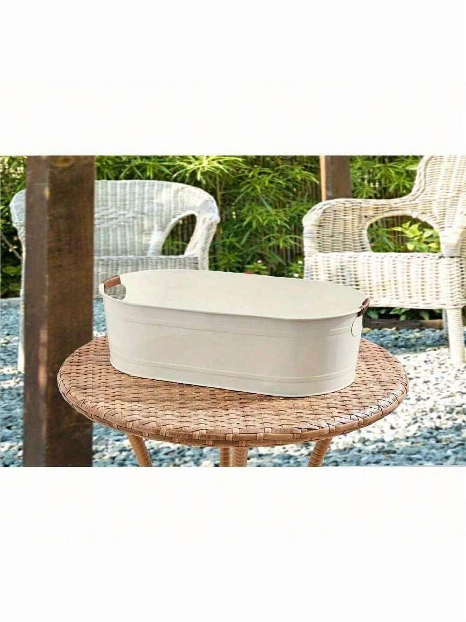 Vanilla White Medium Oval Galvanized Tub, Ice Bucket, Suitable For ...