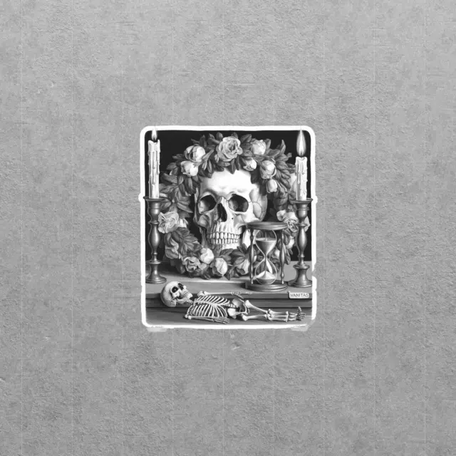 Vanitas Still Life Skull Art Print - Haunting Floral Wreath Candles ...