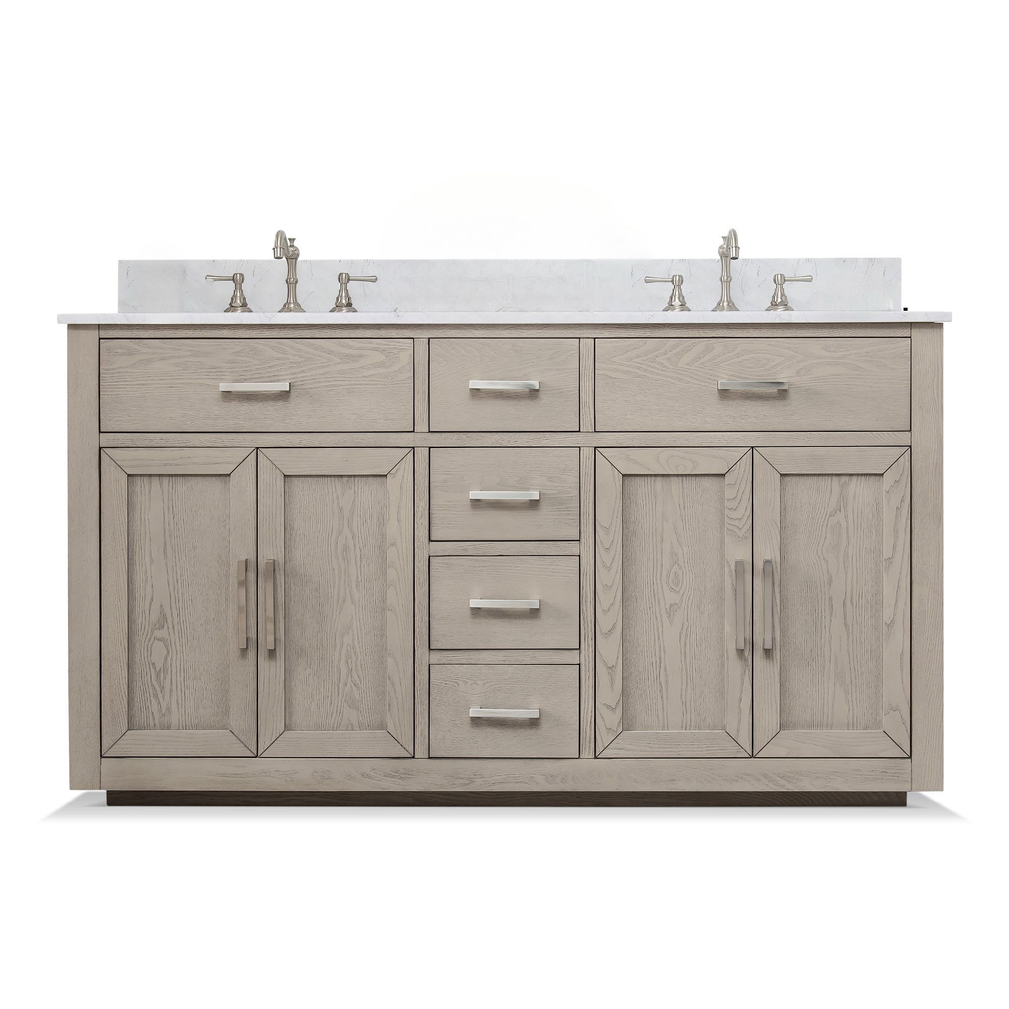 Vanities Unlimited 60" Mulholland Gray Oak Double Sink Vanity with ...