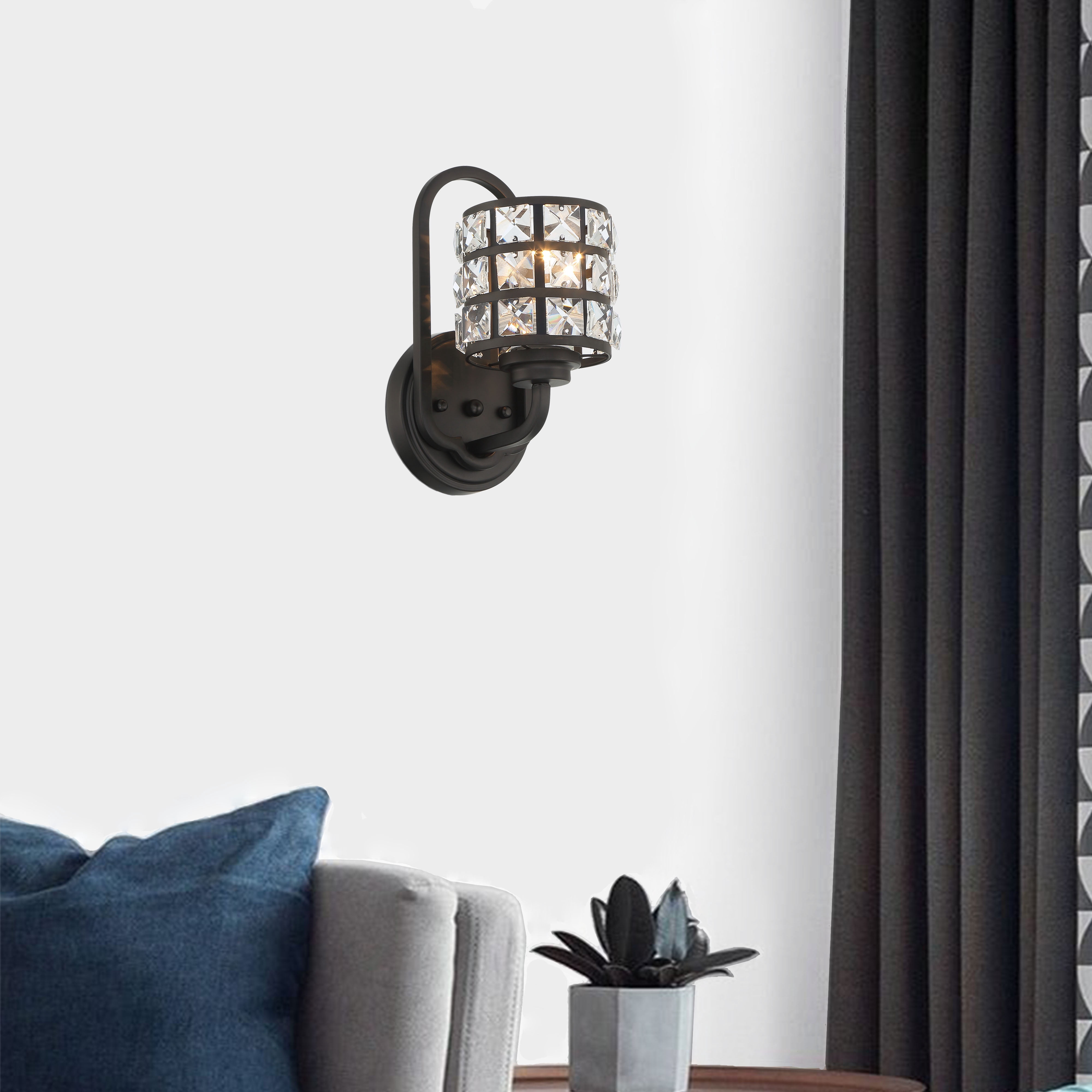 Vanity Art 1 Light Dimmable Matte Black Armed Sconce Lighting | Modern ...