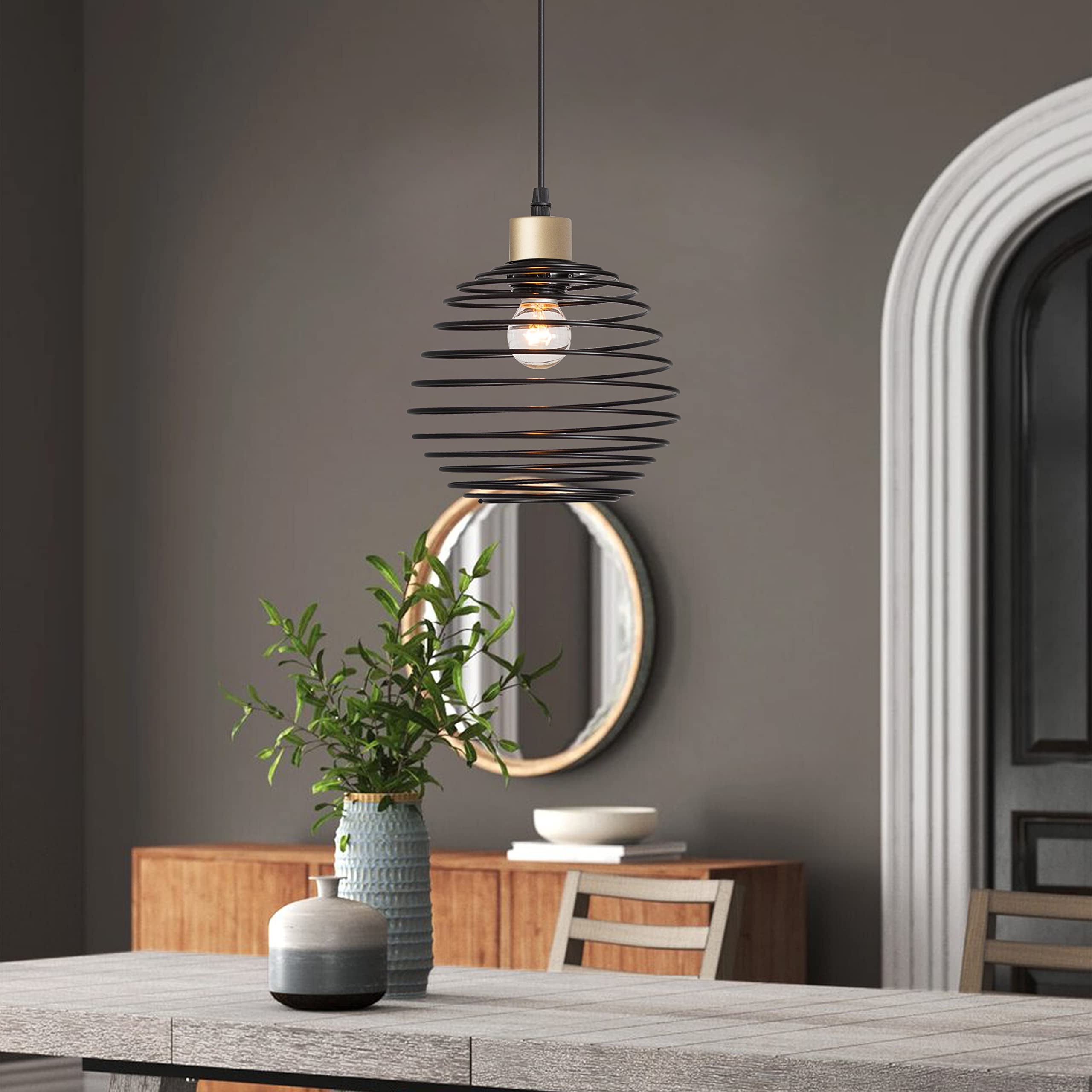 Vanity Art 1-Light Single Pendant Light with Metal Shade Lighting ...