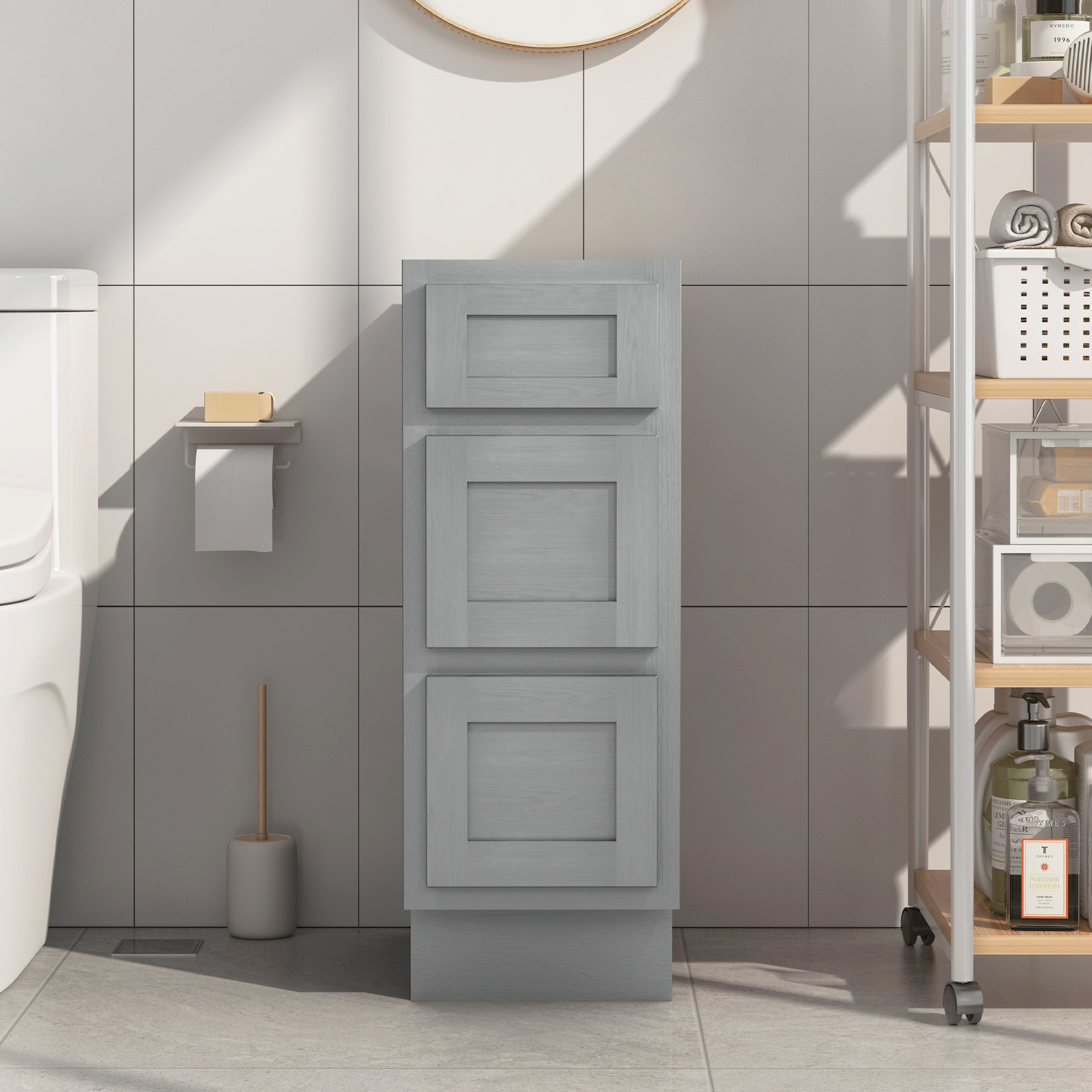 Vanity Art 12 Inch Bathroom Vanity Small Base Cabinet with 3 Soft ...