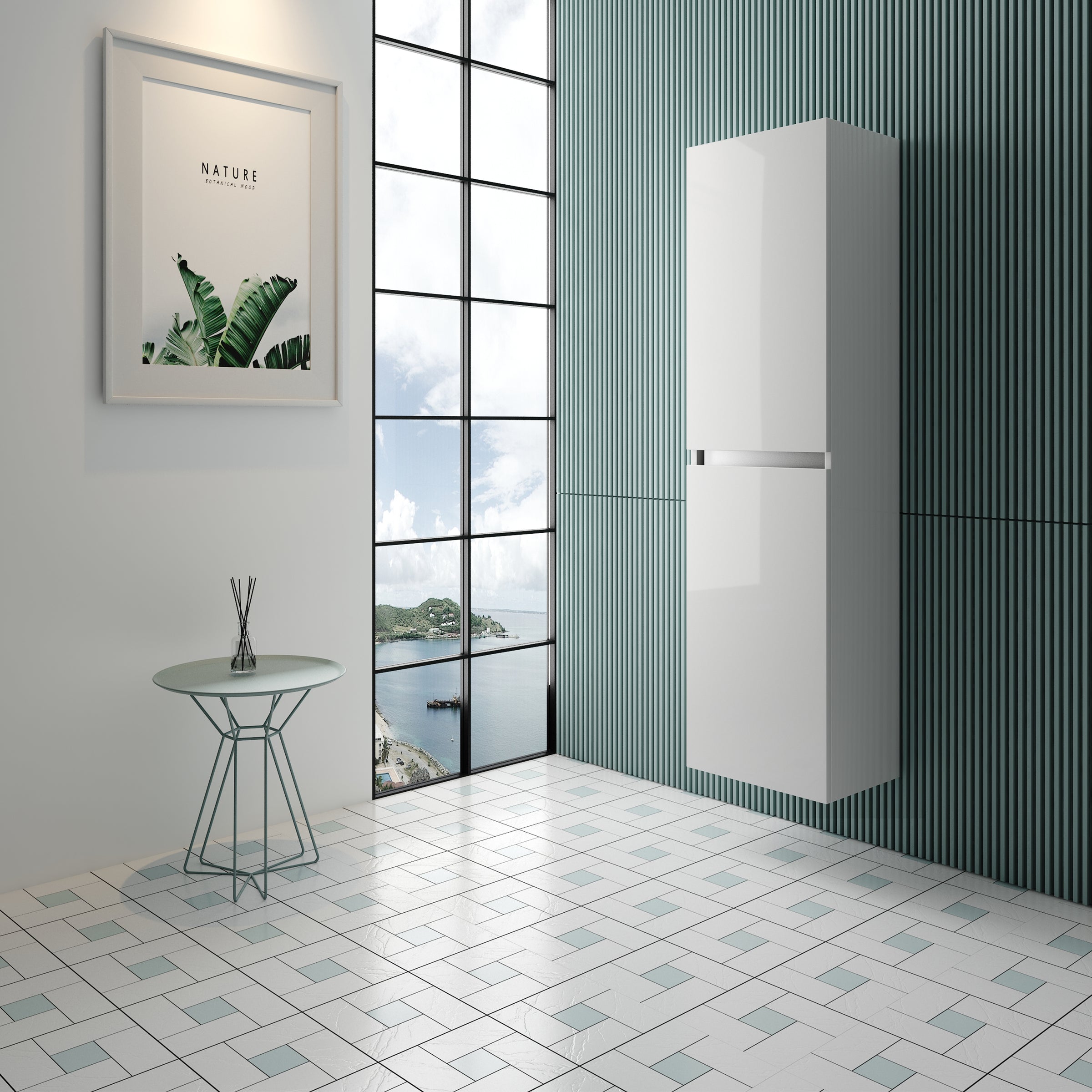 Vanity Art 16" W x 63" H Wall Mount Bathroom Cabinet with White High ...
