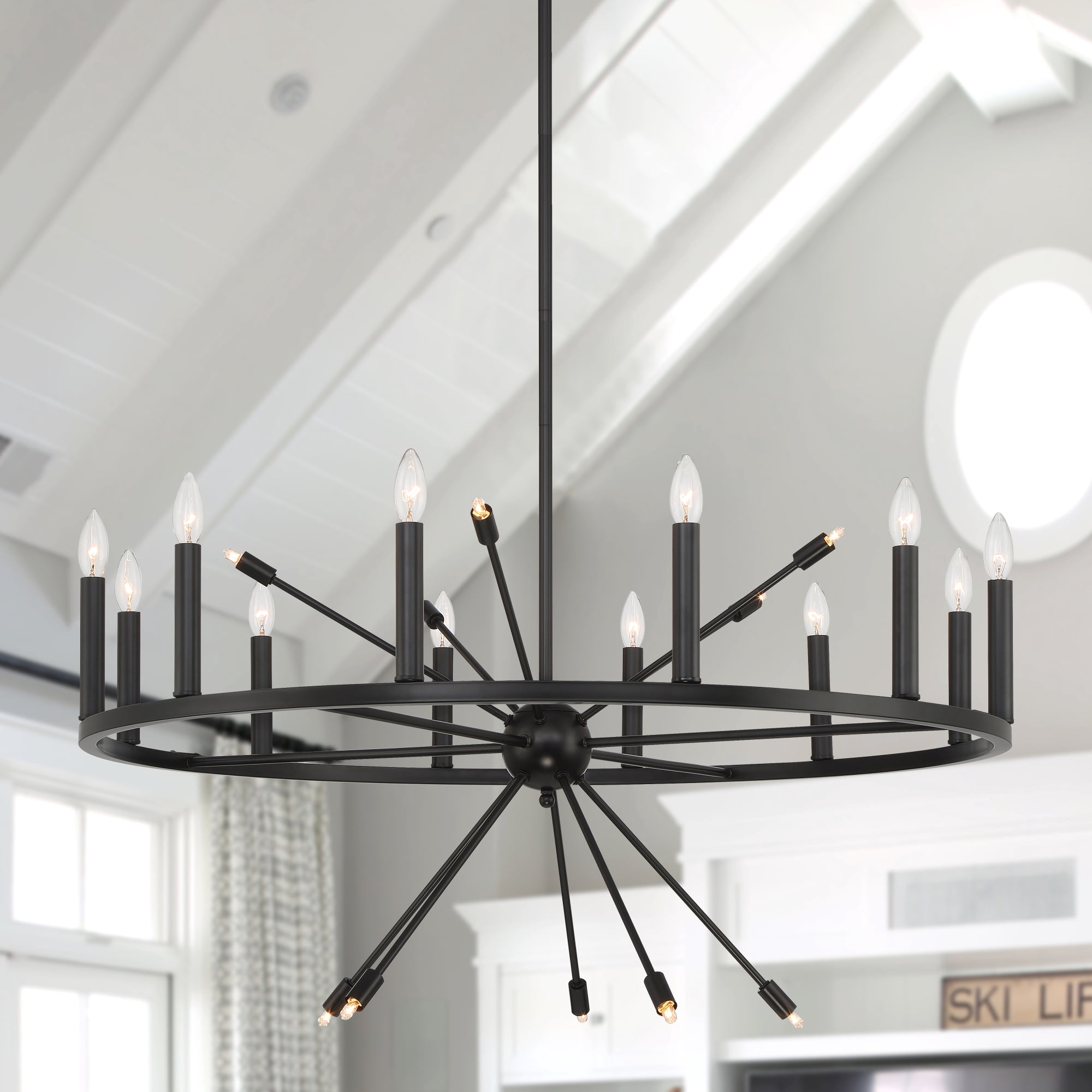 Vanity Art 22 Candle Style Light Wagon Wheel Chandelier Light Fixture ...