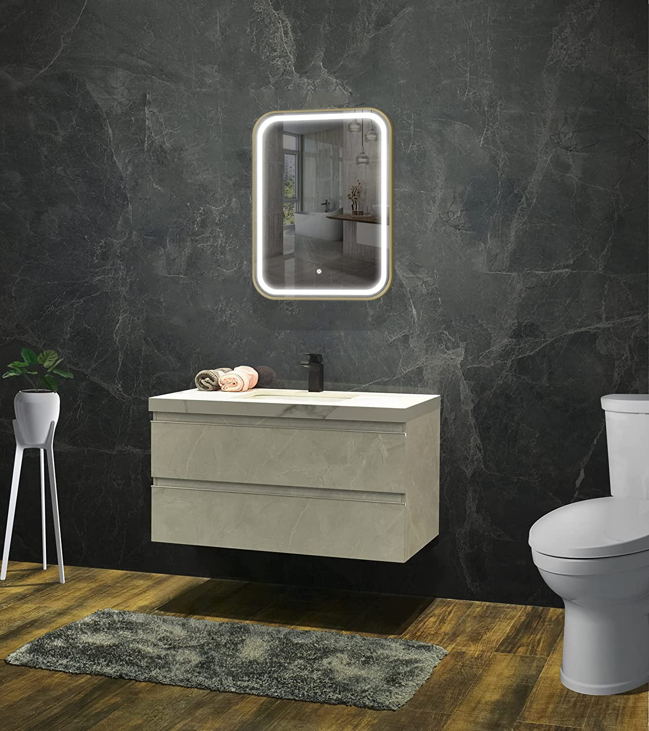 Vanity Art 24" x 31.5" Large LED Lighted Bathroom Vanity Rounded Face ...