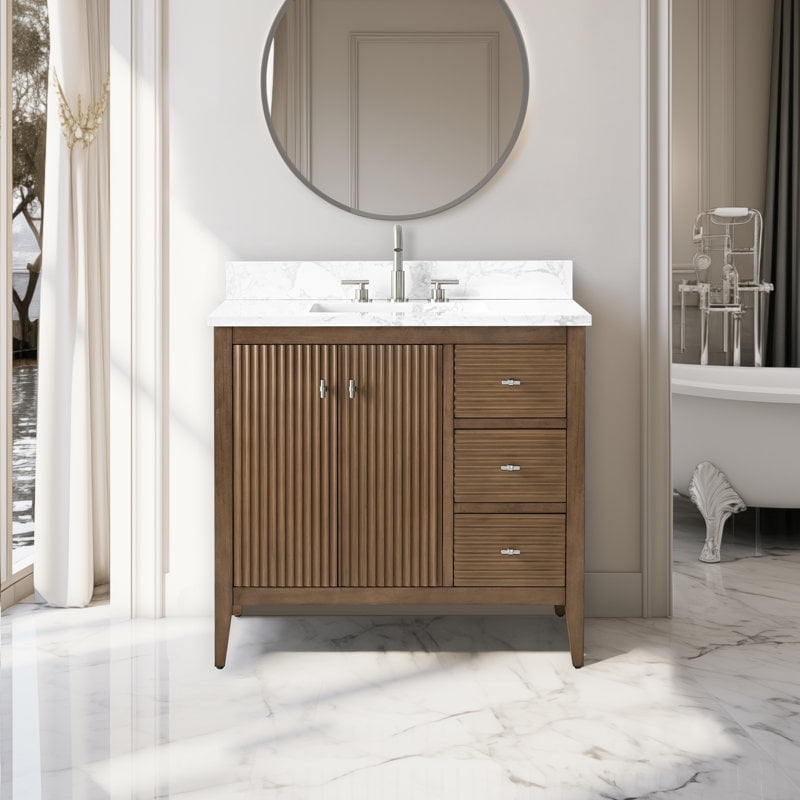 Vanity Art 36" Double Door Bathroom Vanity Cabinet with Undermount Sink ...