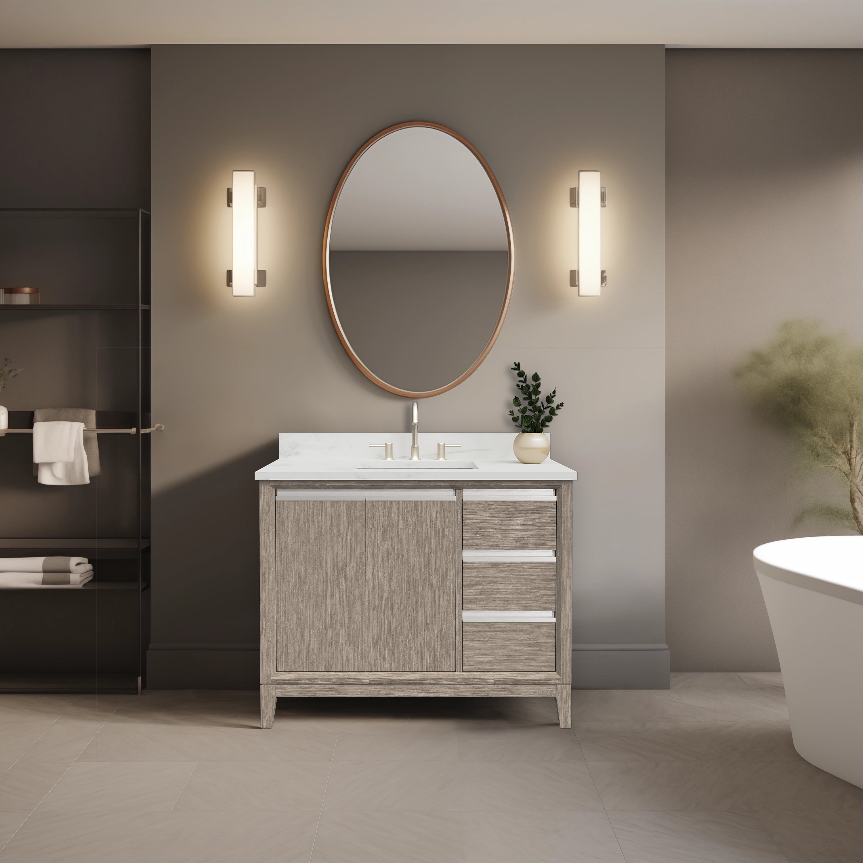 Vanity Art 42" Single Sink Bathroom Vanity Storage Cabinet with ...