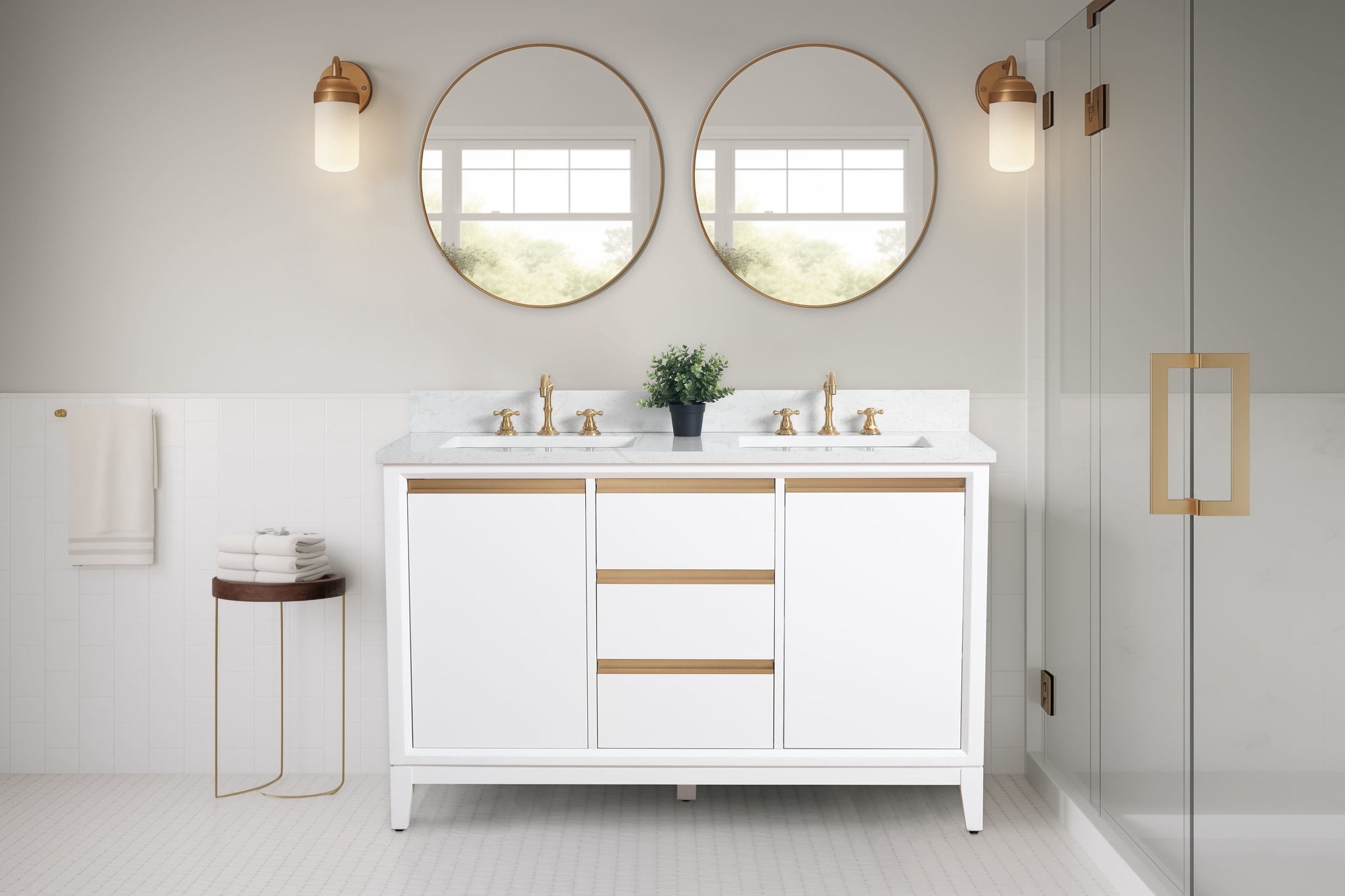 Vanity Art 54" Double Freestanding Bathroom Vanity with Sink and ...