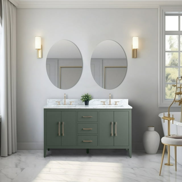 Vanity Art 60” Double Sink Bathroom Vanity Cabinet with Engineered ... Vanity Art 60” Double Sink Bathroom Vanity Cabinet with Engineered ...