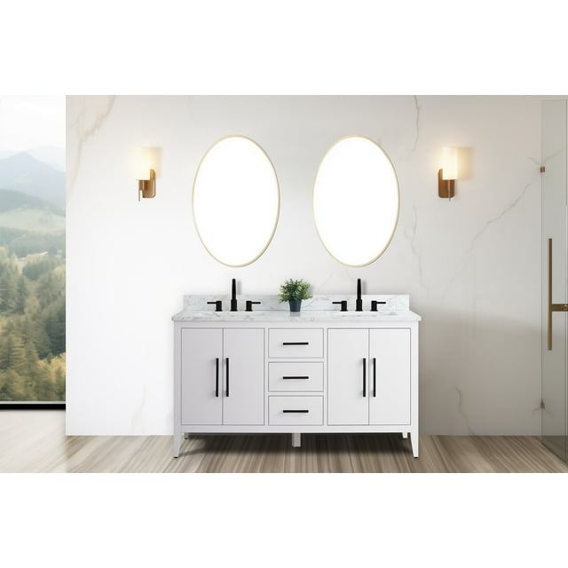 Vanity Art 60” Double Sink Bathroom Vanity Cabinet with Engineered ... Vanity Art 60” Double Sink Bathroom Vanity Cabinet with Engineered ...