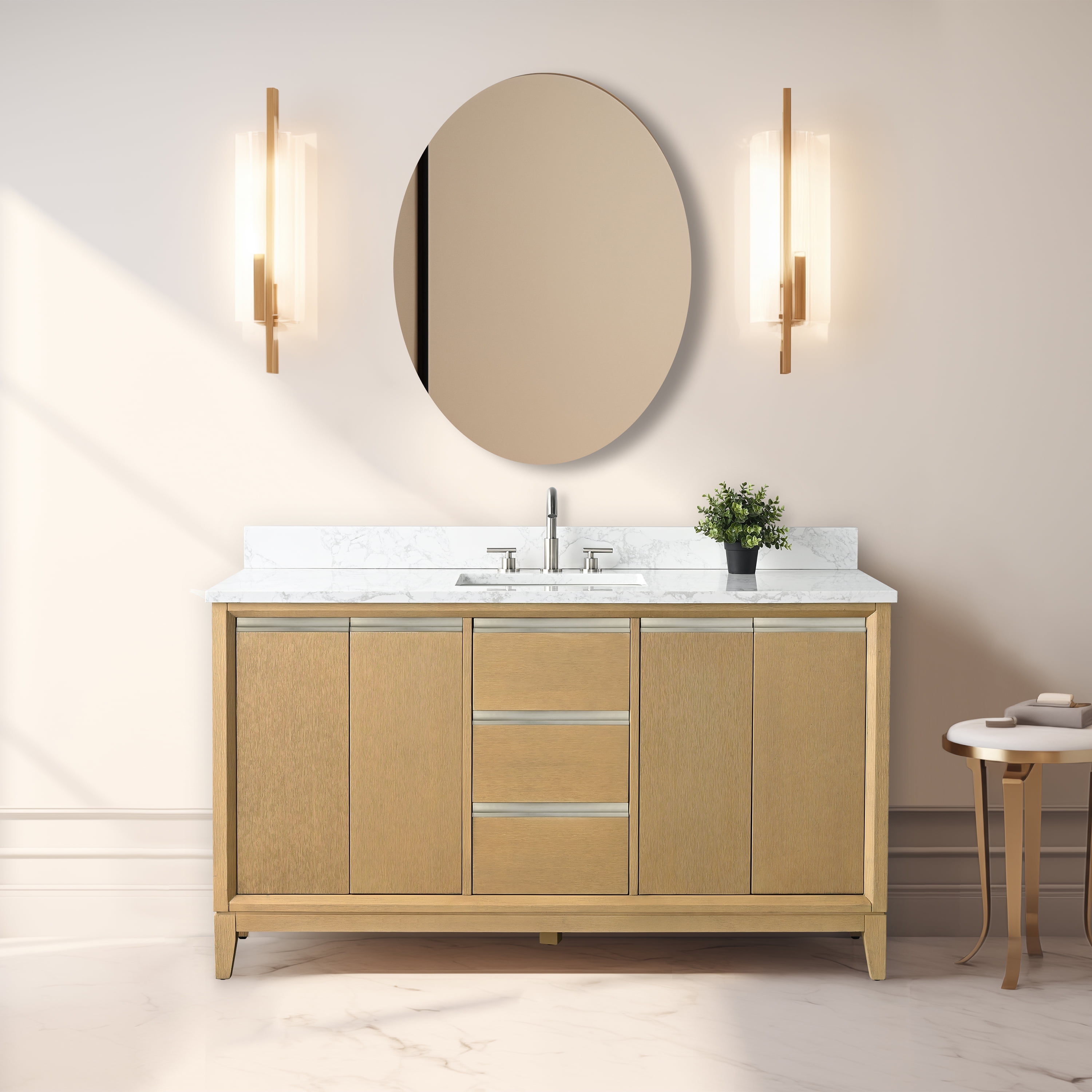 Vanity Art 60" Single Freestanding Bathroom Vanity with Sink and ...