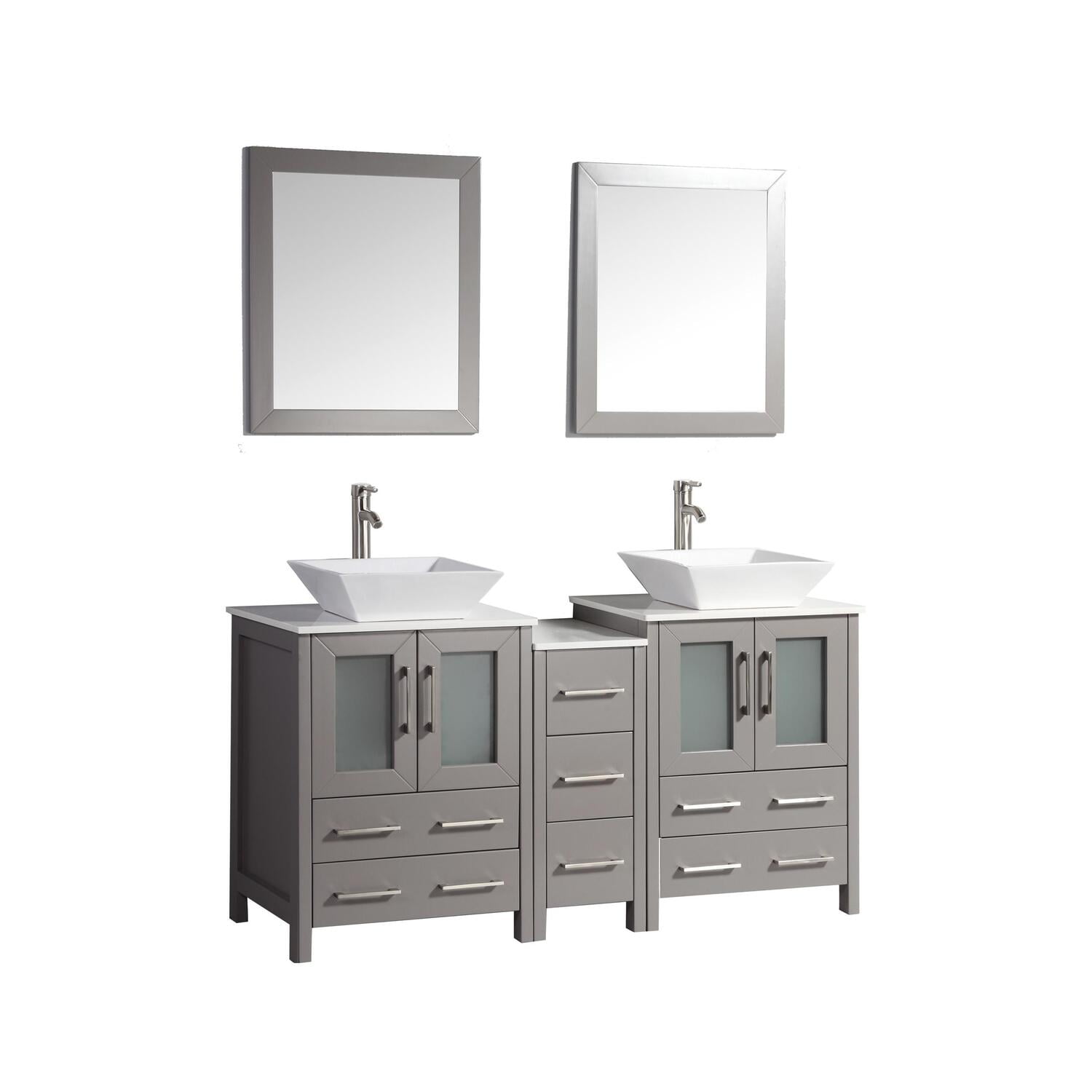 Vanity Art Single Sink 60 in. Bathroom Vanity Set with Engineered ...