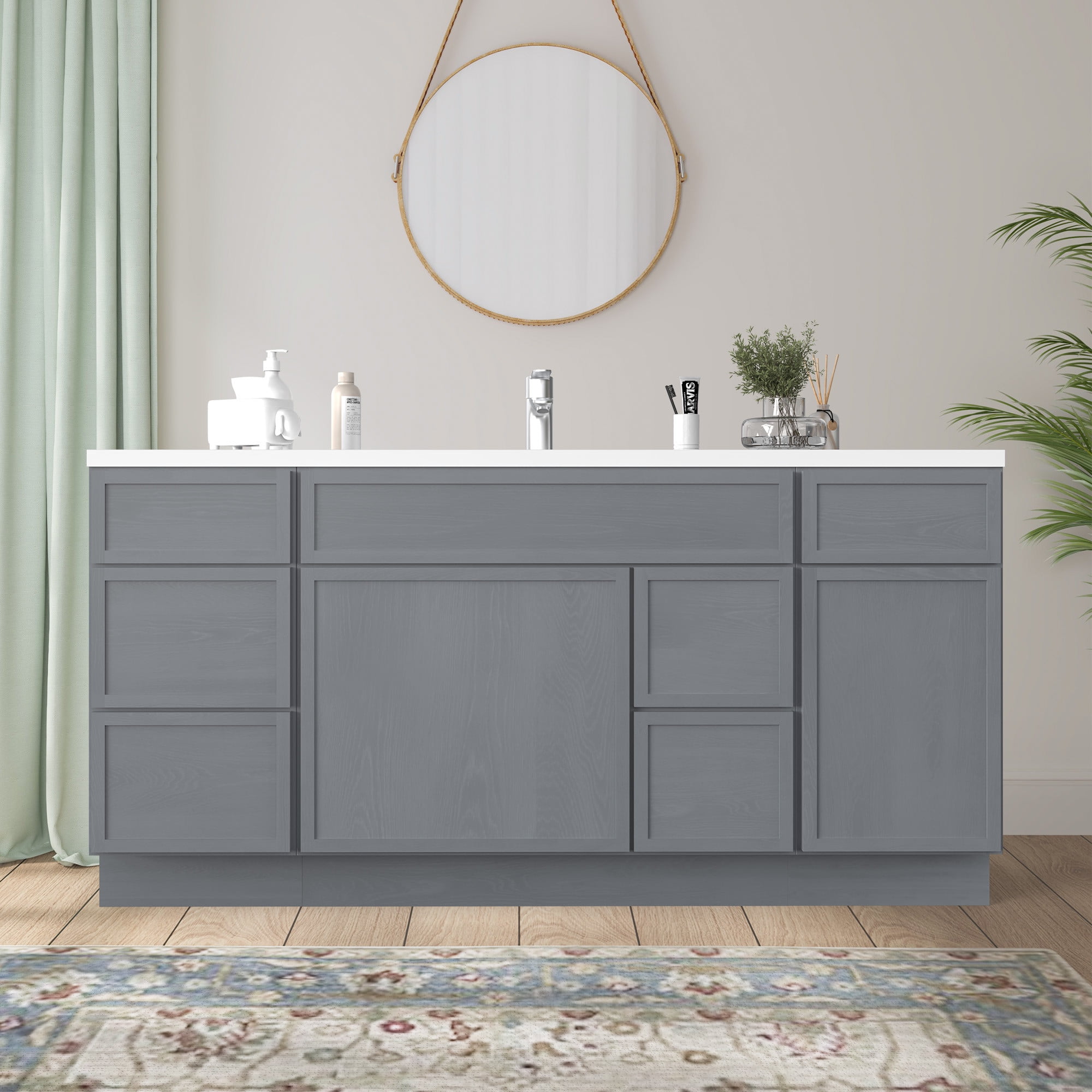 Vanity Art 66" Freestanding Bathroom Vanity Cabinet without Top in Smoky Gray - Walmart.com