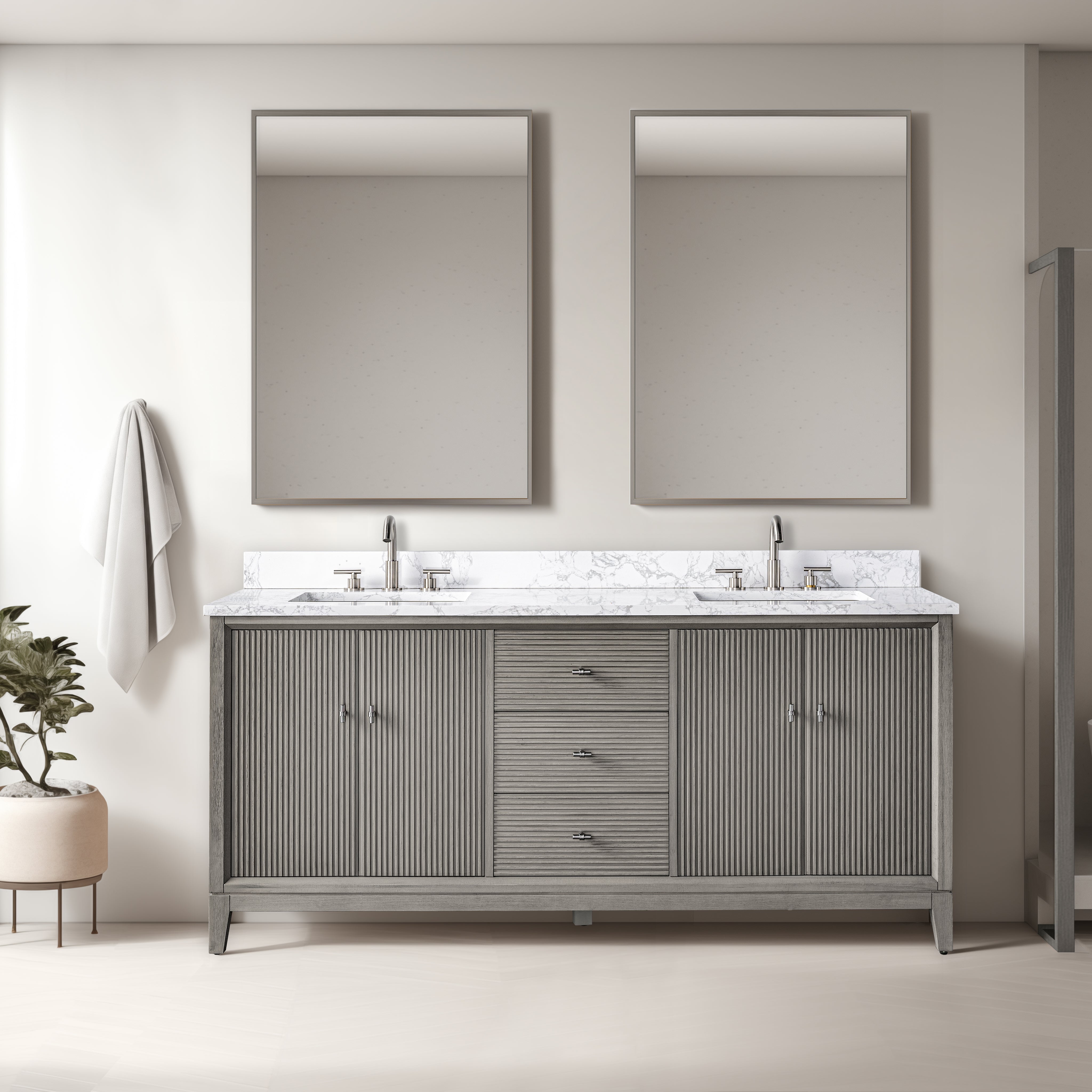 Vanity Art 72" Bathroom Vanity with Sink and Engineered Marble Top ...