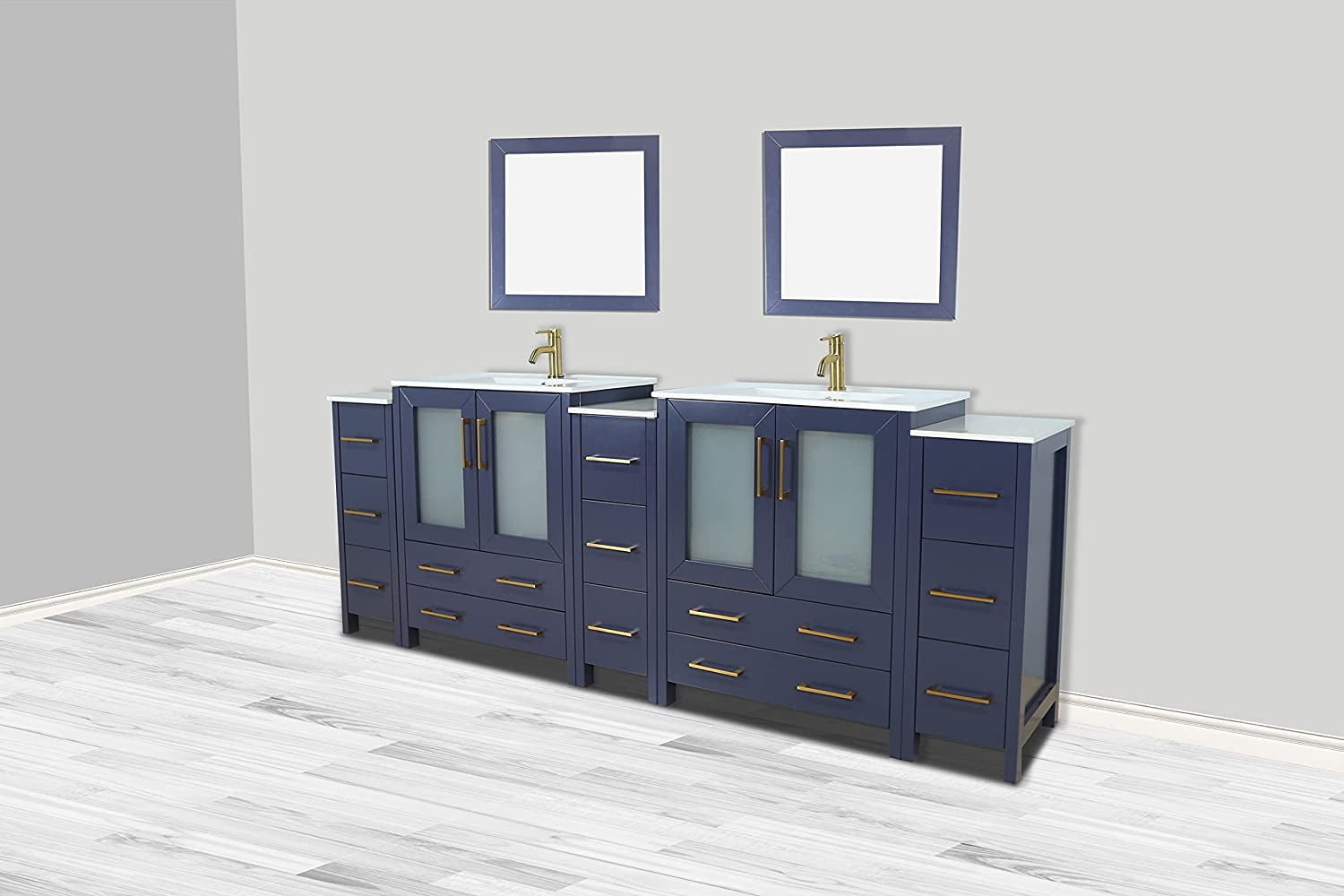 Vanity Art 96 Inch Double Sink Bathroom Vanity Combo Set 5 Cabinets 2 ...