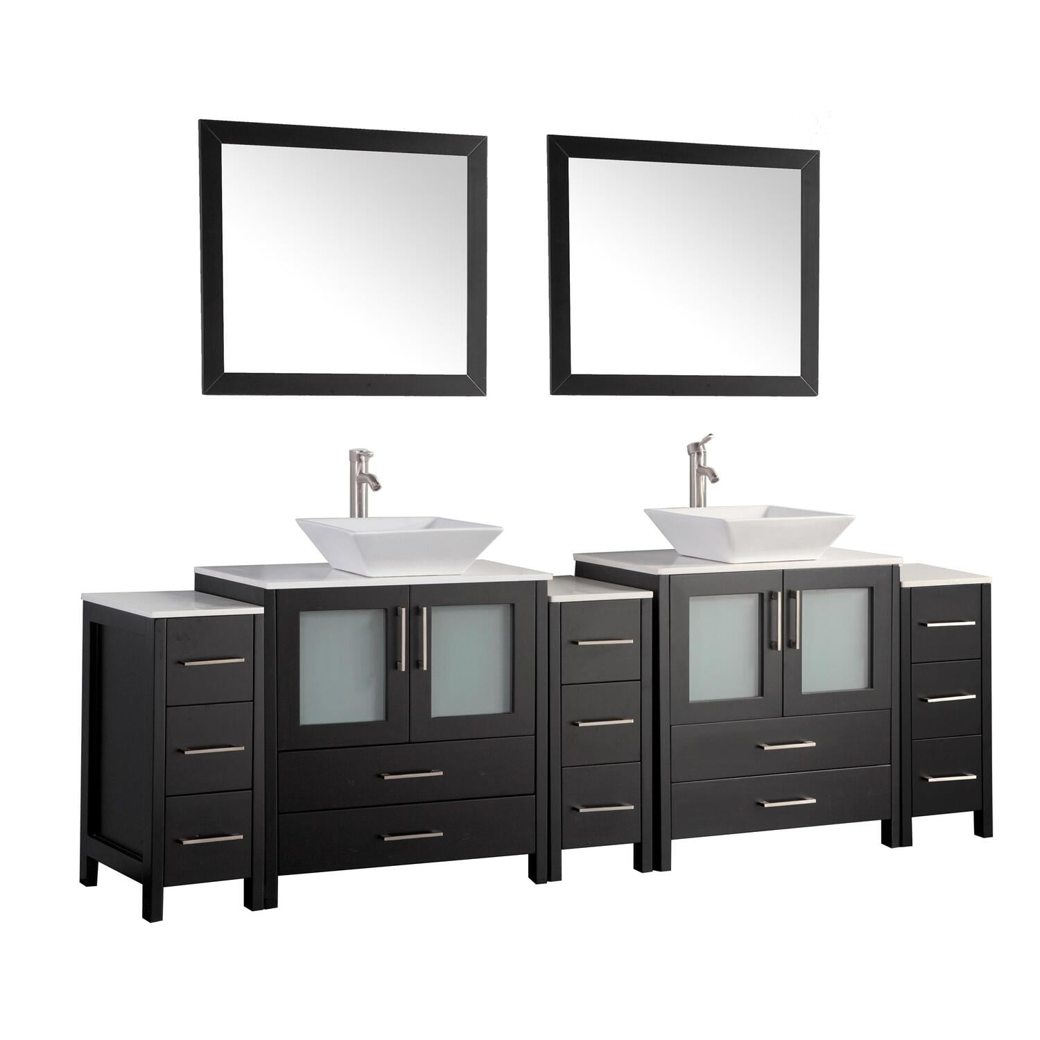 Vanity Art 96 inch double sink bathroom vanity set with ceramic vanity ...