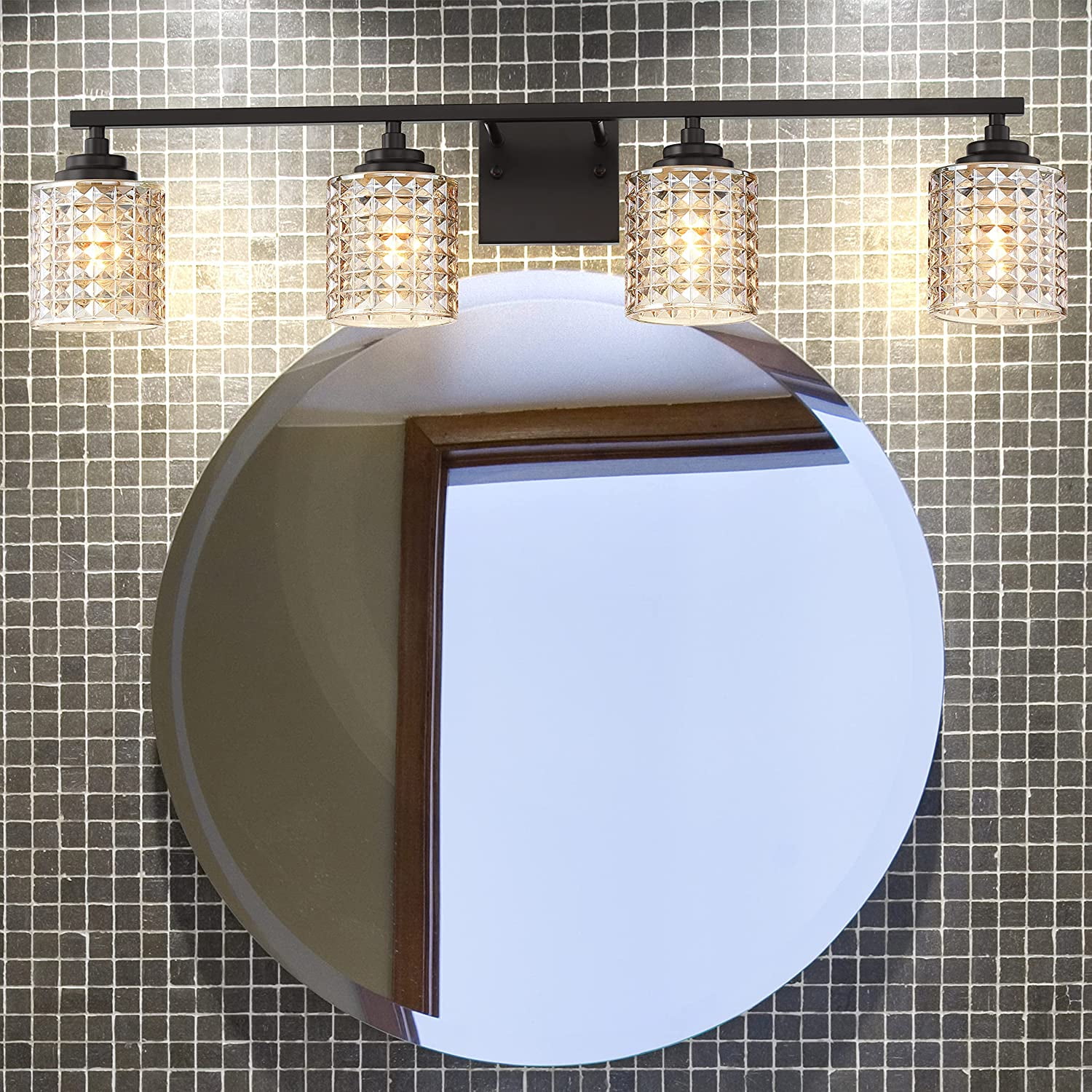 Vanity Art Elegant Cut Crystal Glass 4 Lights Bath Vanity Light for ...