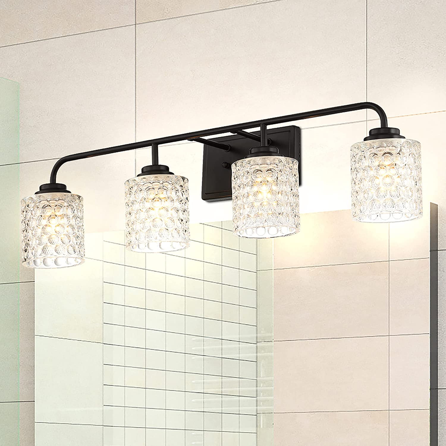 Vanity Art Elegant Cut Crystal Glass 4 Lights Bath Vanity Light for ...