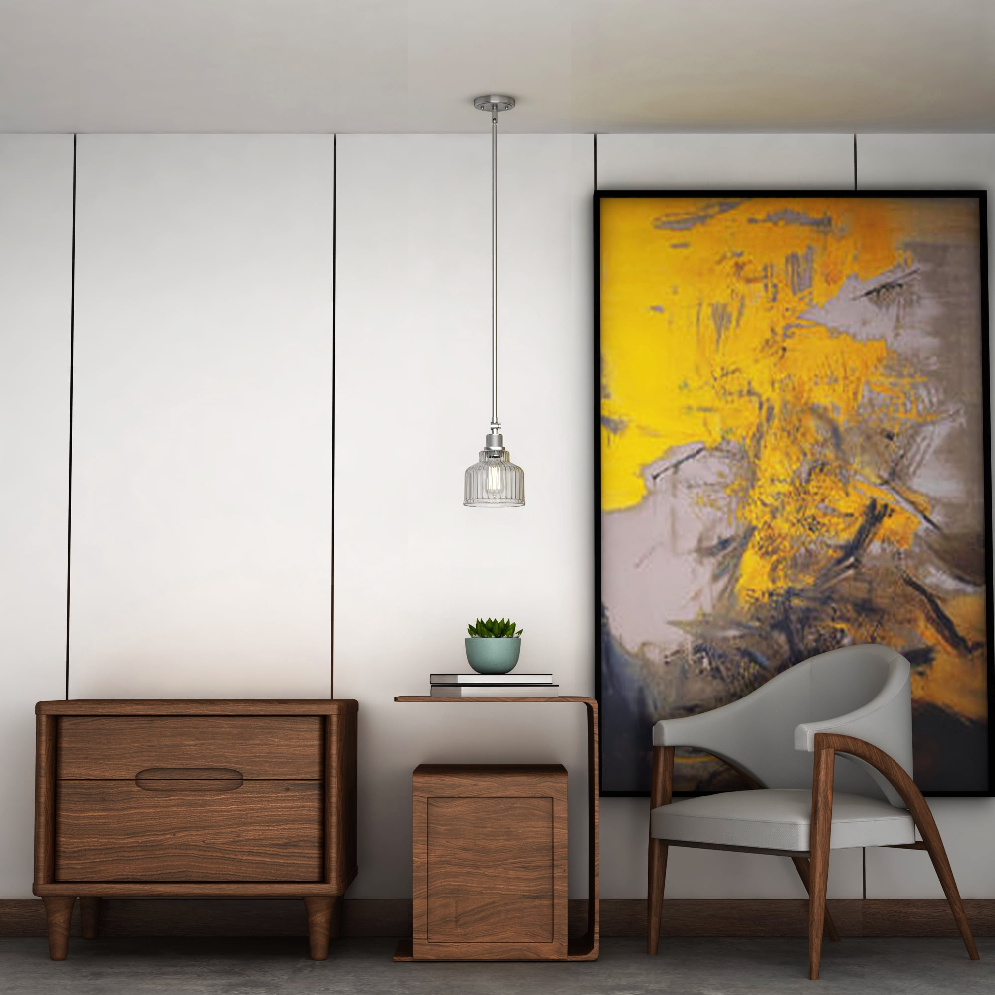 Vanity Art Modern 1-Light Mini Pendant Lighting in Satin Nickel with ...