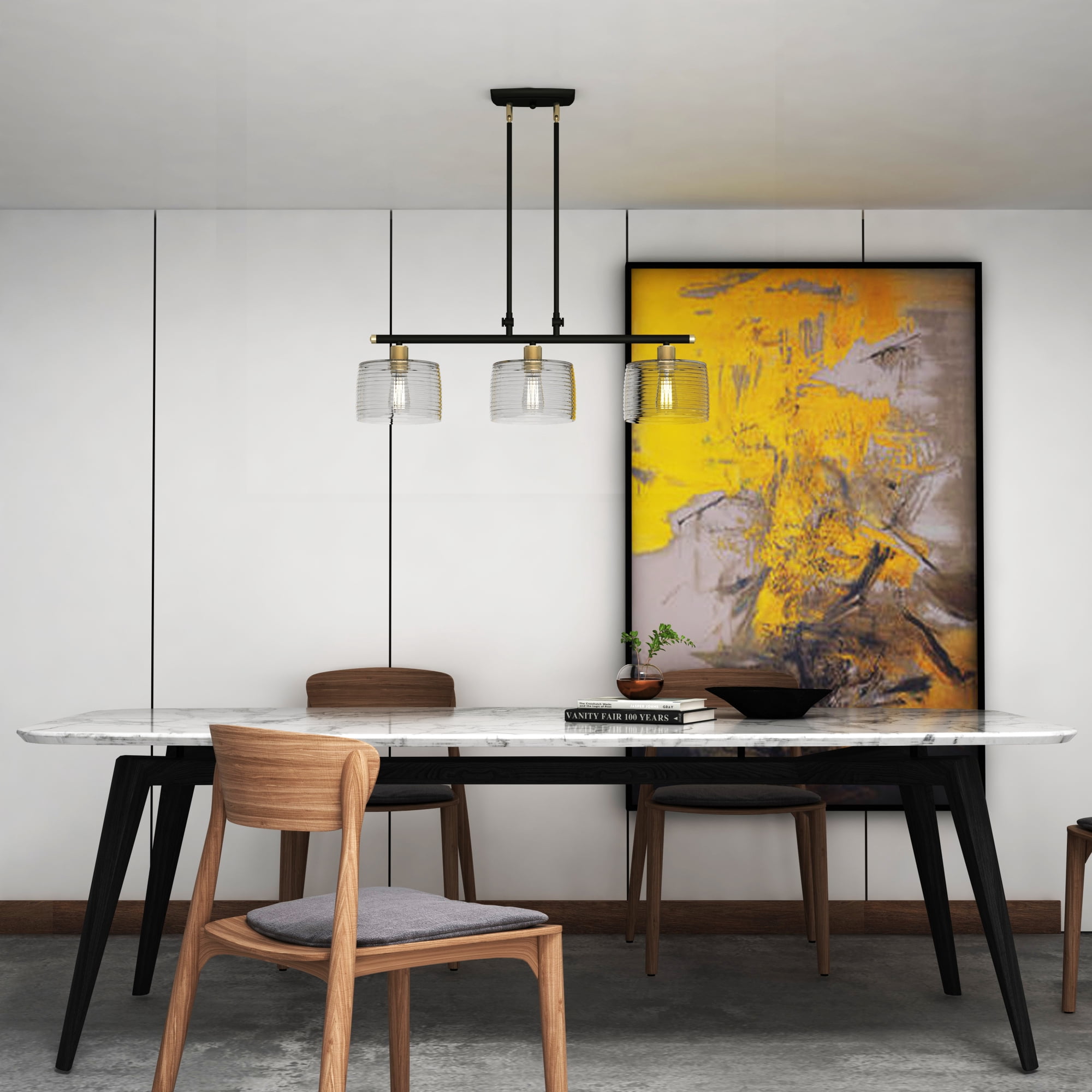Vanity Art Modern 3-Lights Kitchen Island Drum Pendant Lighting in ...