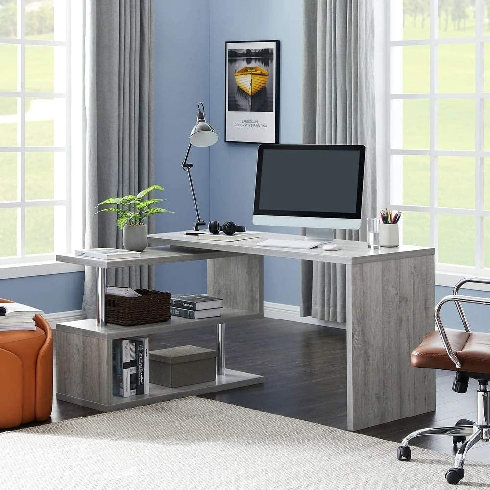 Vanity Art Modern Convertible L Shaped Swivel Rotation Corner Computer ...