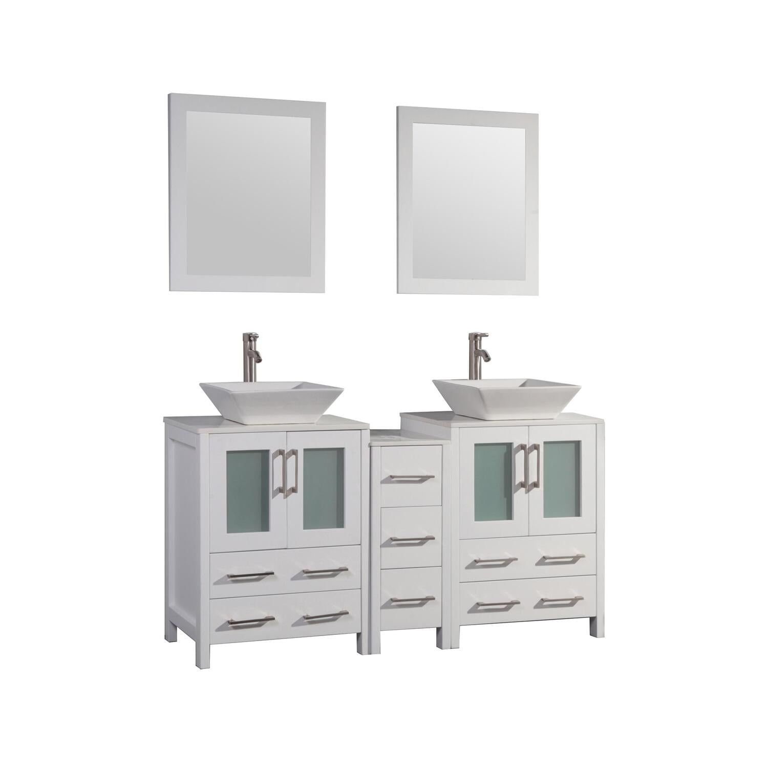 Vanity Art 60" Double Sink Bathroom Vanity Set with Engineered Marble ...