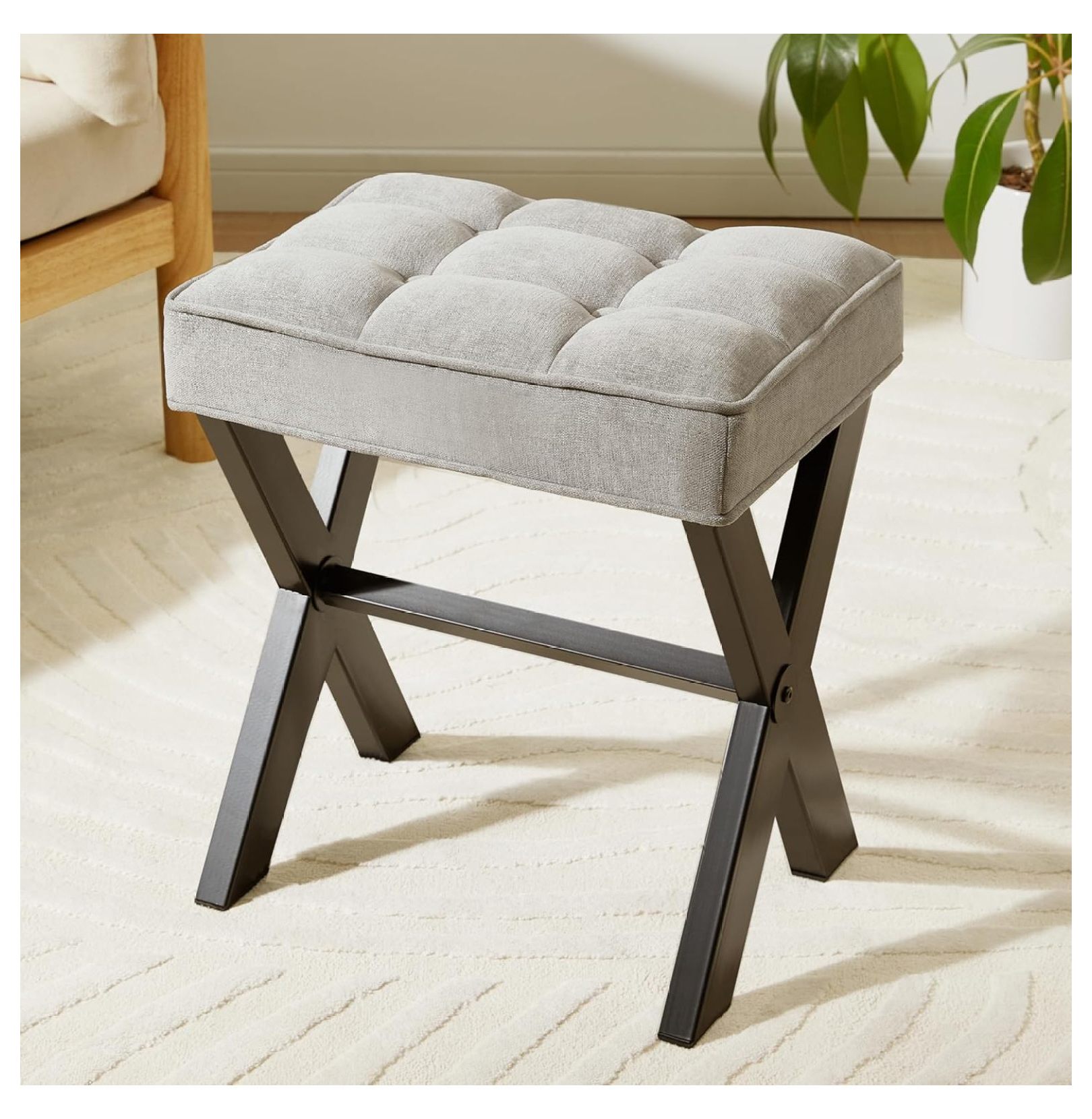 Vanity Chair, 18 Inch Makeup Stool, Padded Piano Stool Ottoman, Square ...