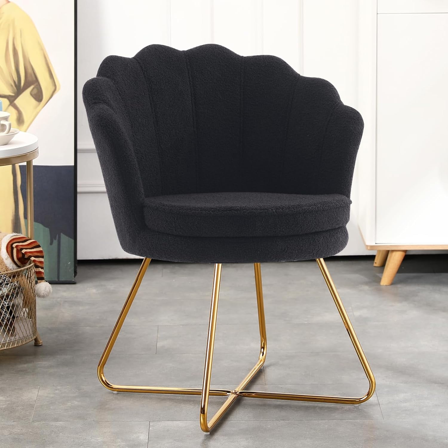 Vanity Chair with Back Shell Accent Chair for Living Room Criss Cross ...