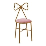 Pink Velvet Vanity Chair, Bow Butterfly Backrest Makeup Lounge Seat ...