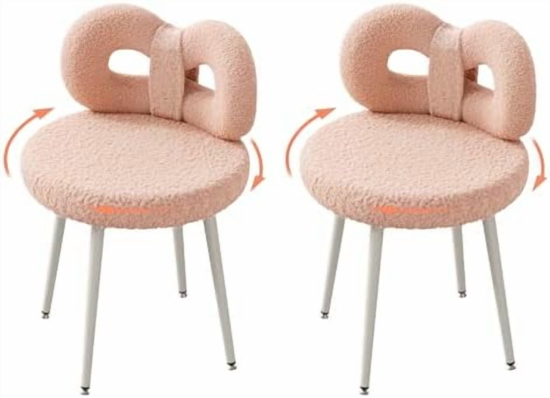 Vanity Chair with Back,Pink Makeup Chair, Swivel Design,No Wheels,Small ...