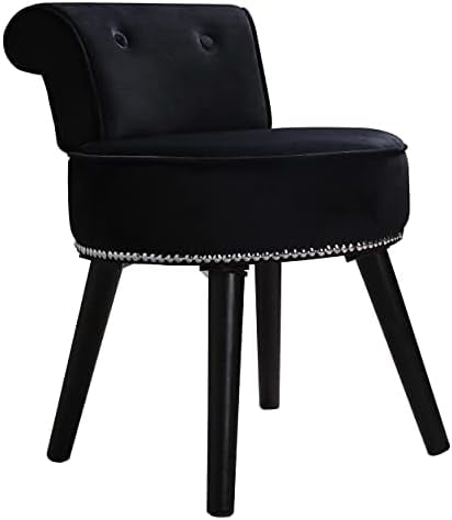 Vanity Chairs, Black Vanity Chair with Back, Velvet Makeup Chair with ...