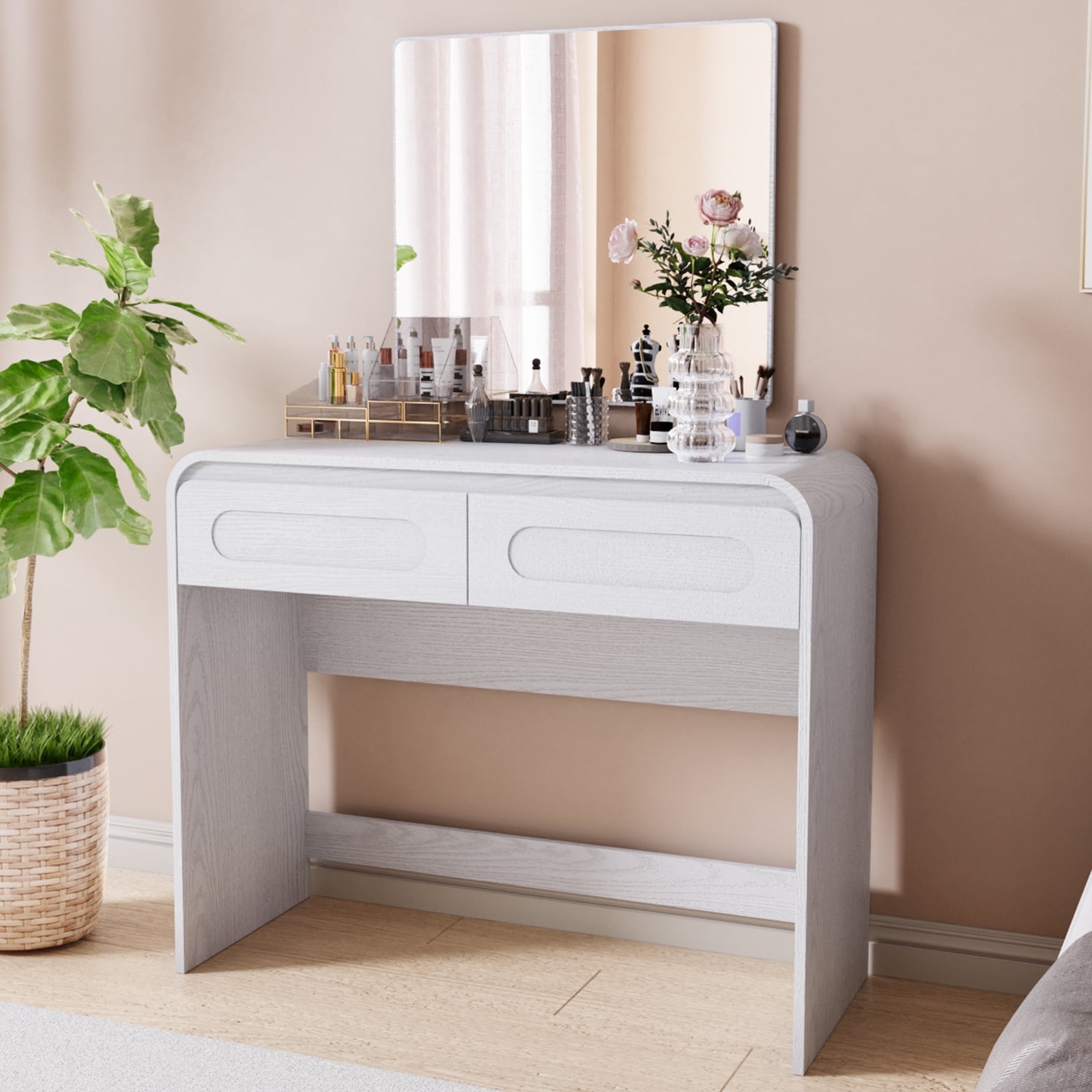 Vanity Desk with 2 Drawers, Makeup Vanity Desk with Storage Desktop ...