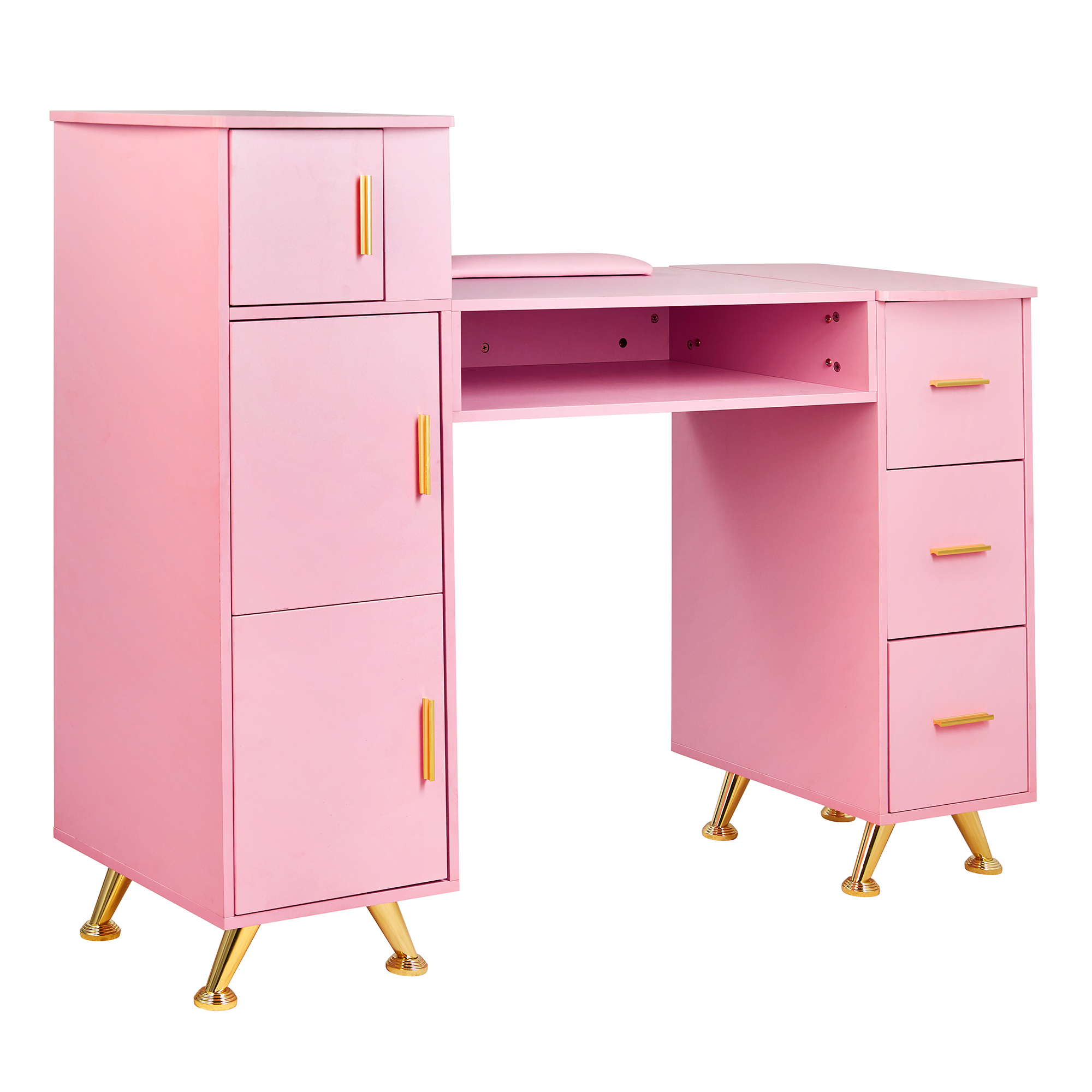 Vanity Desk with Drawer and Storage Cabinets Manicure Table with Wrist ...