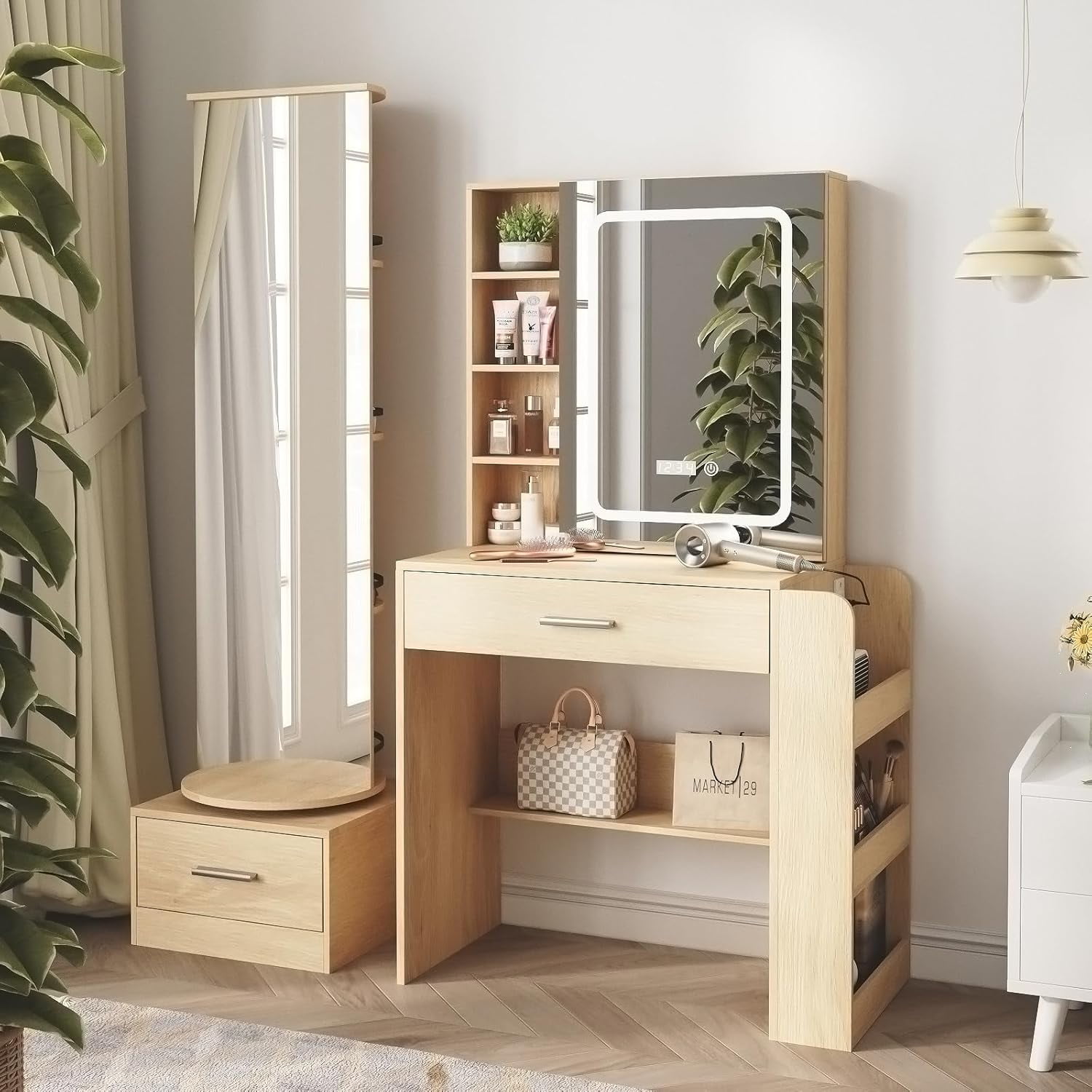 Vanity Desk with Full Length Mirror and Lights Mirror Makeup Vanity ...