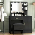 Vanity Desk, Makeup Vanity Table with Mirror & 9 LED Light Bulbs ...