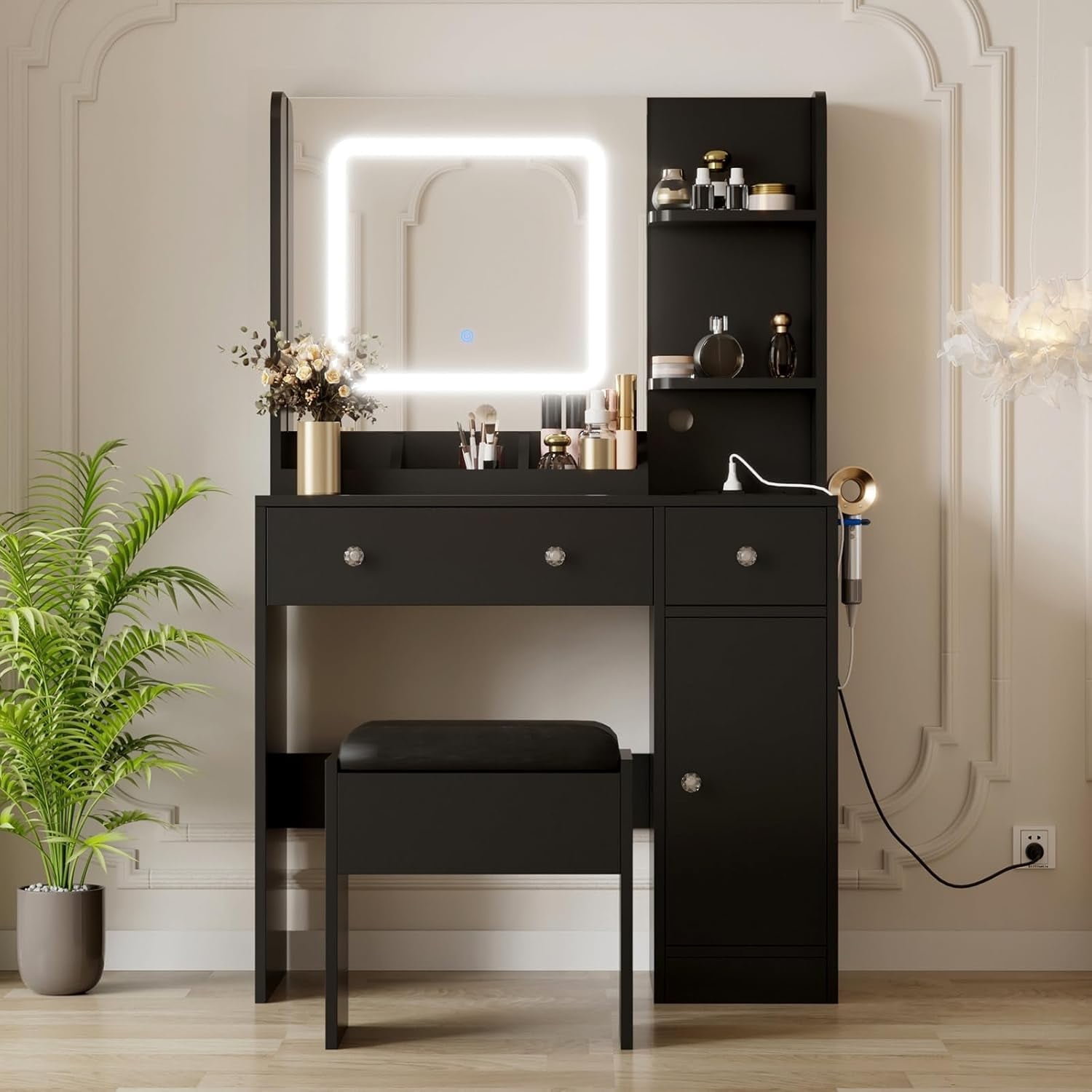 Garvee Vanity Desk with Mirror, Dressing Table with Lights in 3 Colors ...